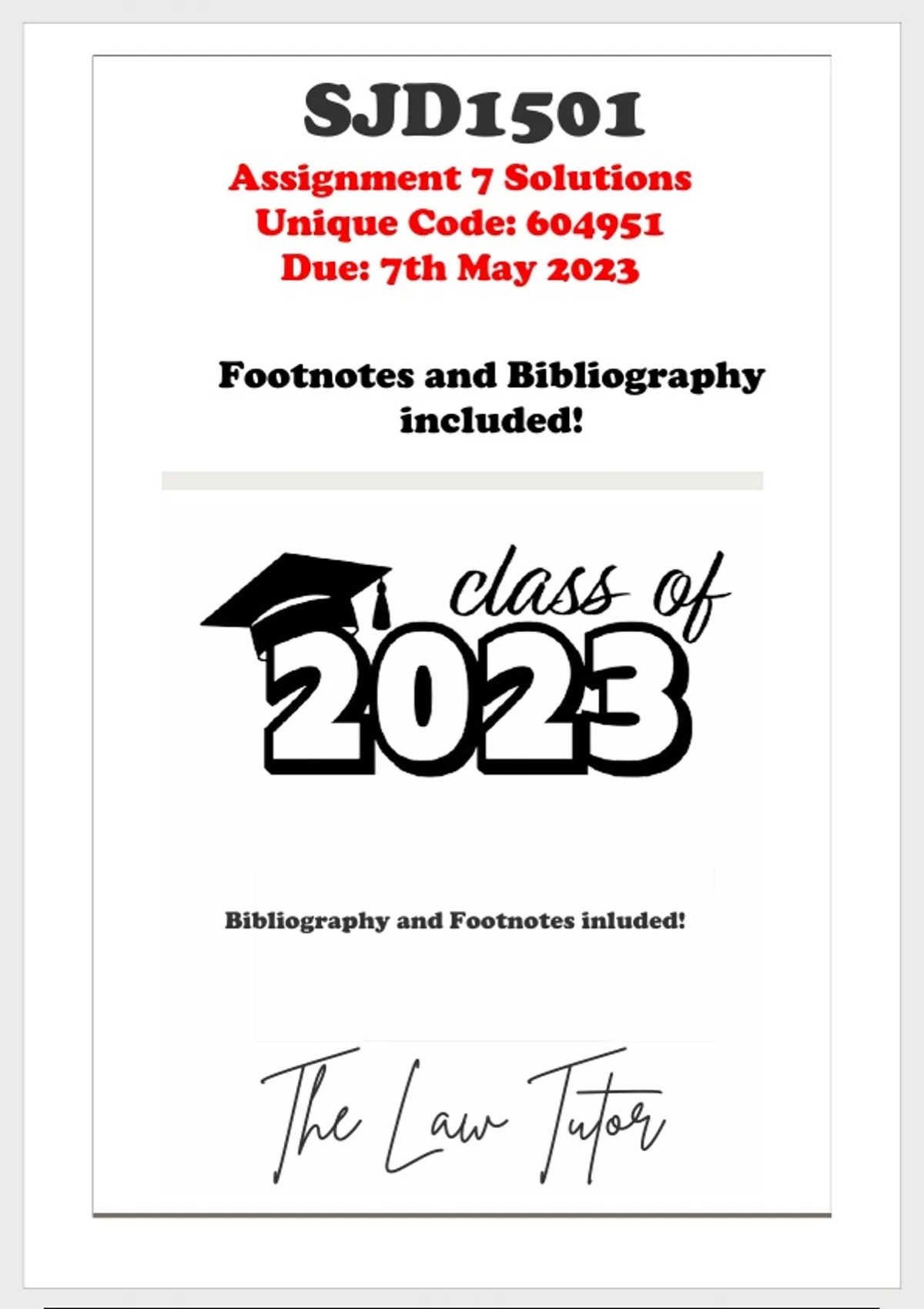 SJD1501 Assignment 7 Answers ( 604951) Words limited to 2500 - Answers ...
