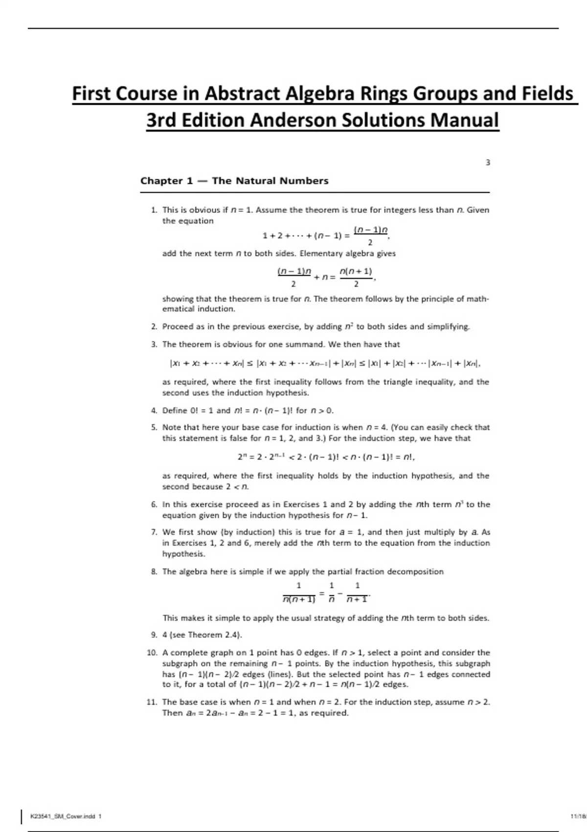 Solution Manual For First Course In Abstract Algebra Rings Groups And