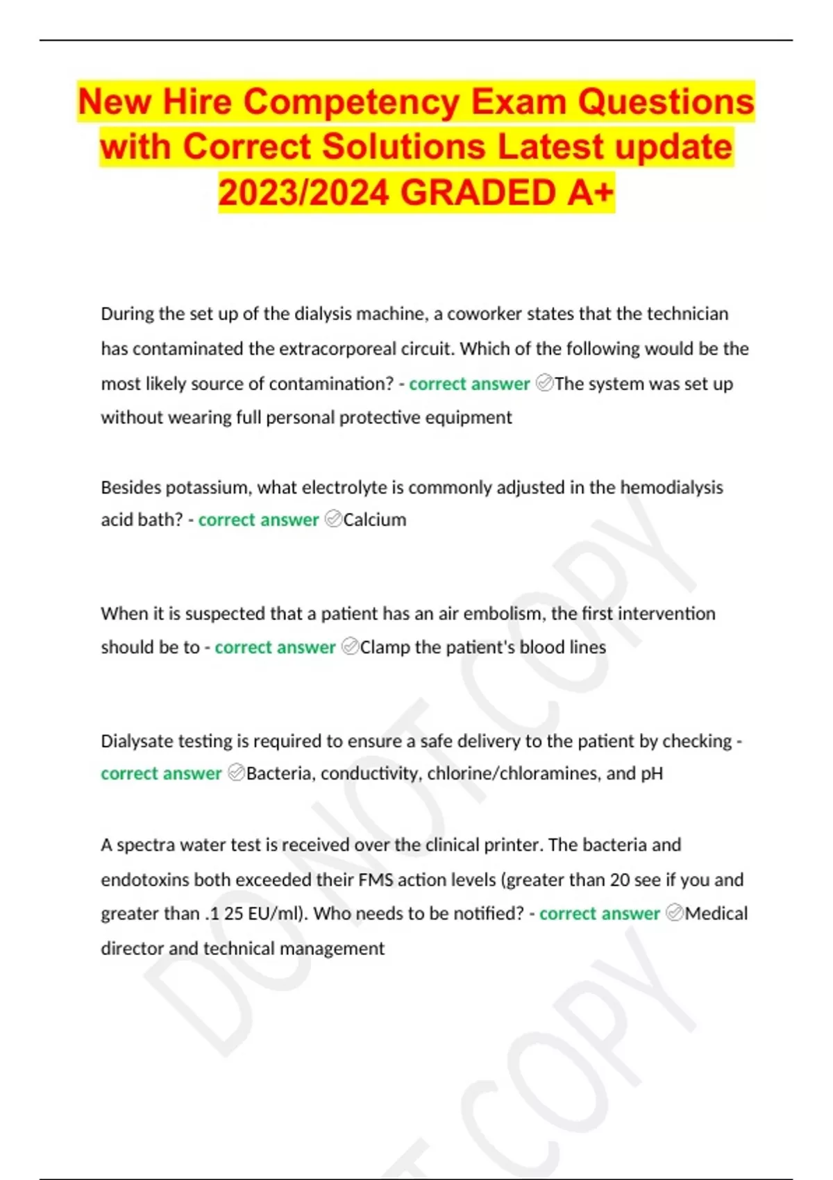 New Hire Competency Exam Questions with Correct Solutions Latest update ...