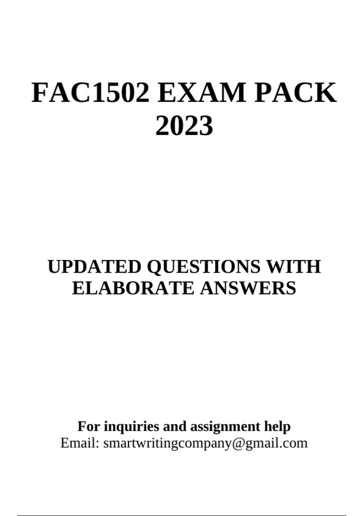 FAC1502 EXAM PACK 2023 - FAC1502 - Financial Accounting Principles ...