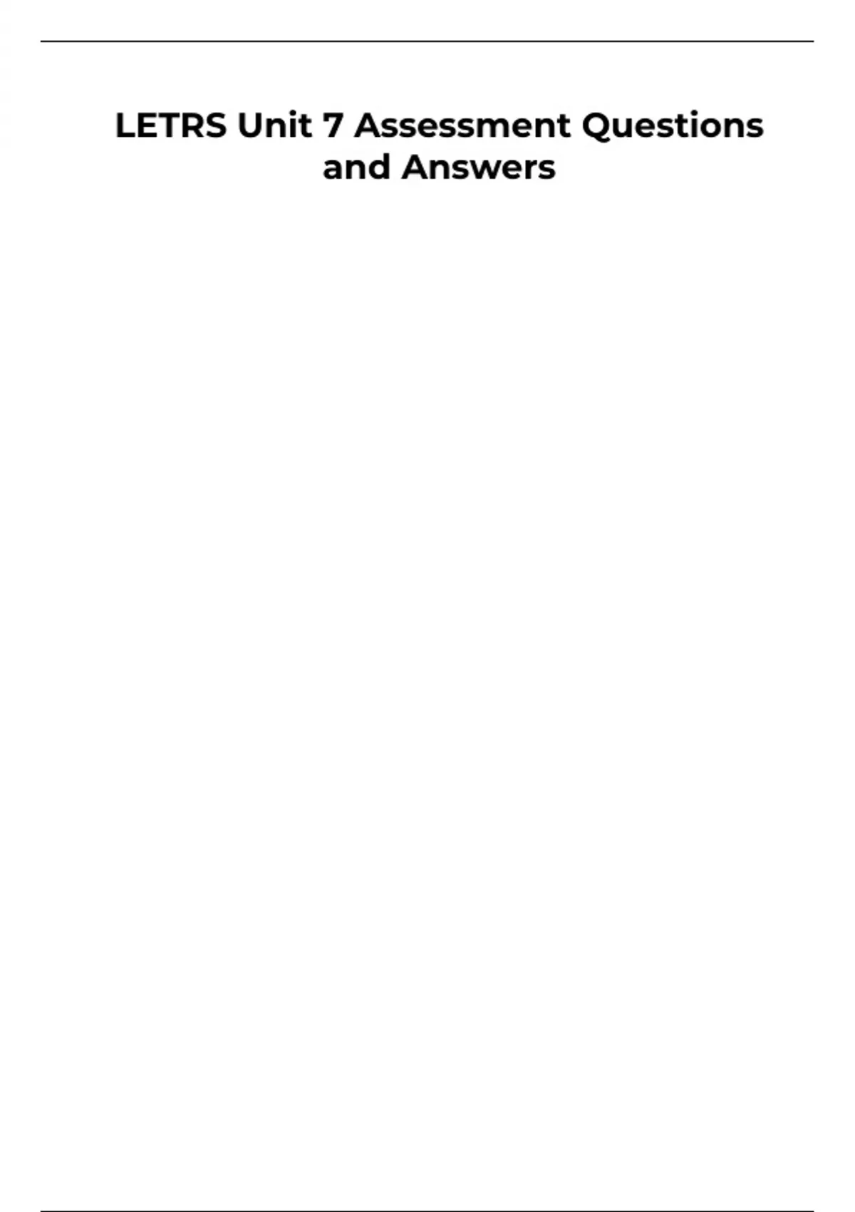 LETRS Unit 7 Assessment Questions and Answers - LETRS Unit 7 Assessment ...