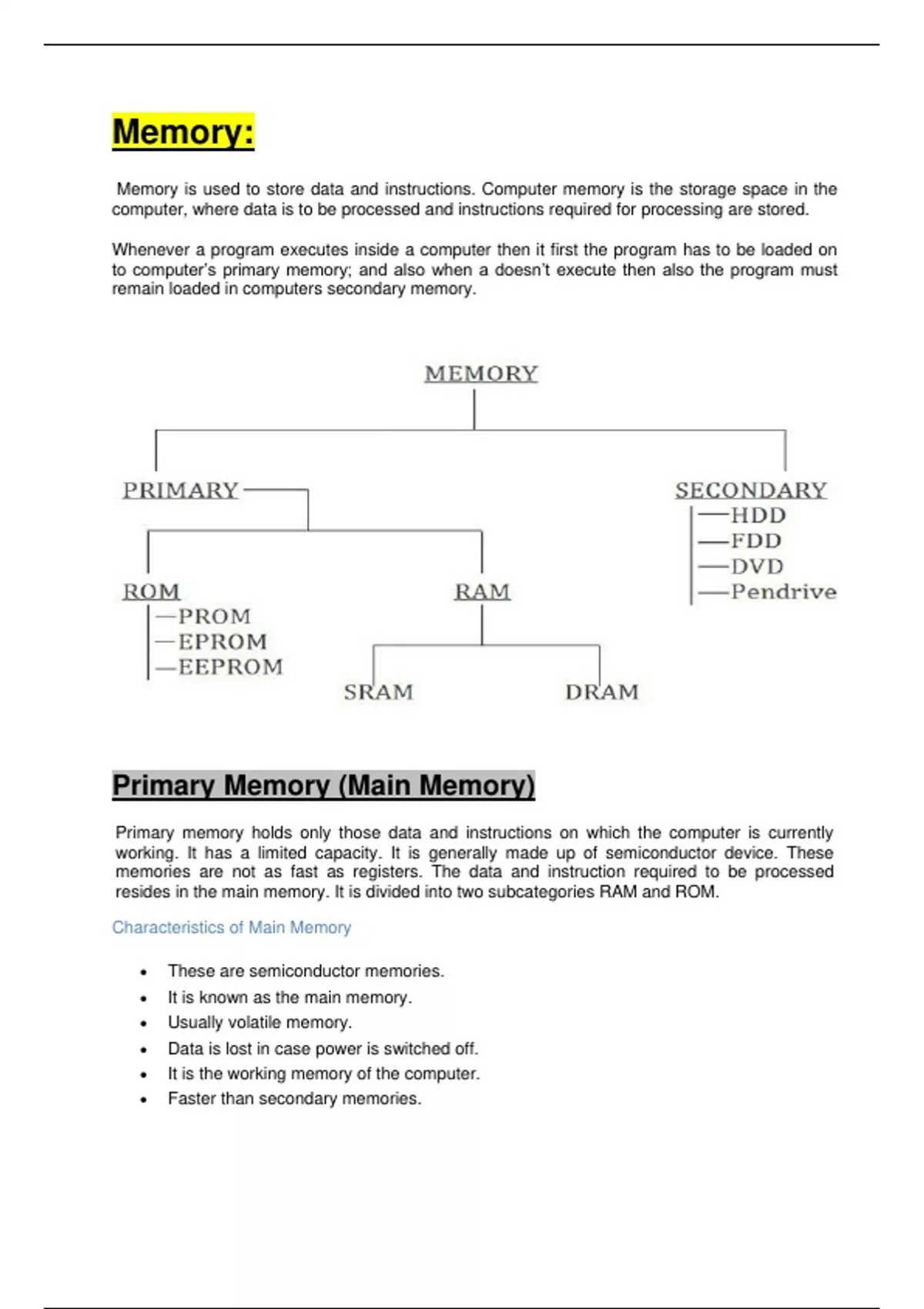 Exploring Computer Memory - Types and Hierarchy - Computer Science and ...