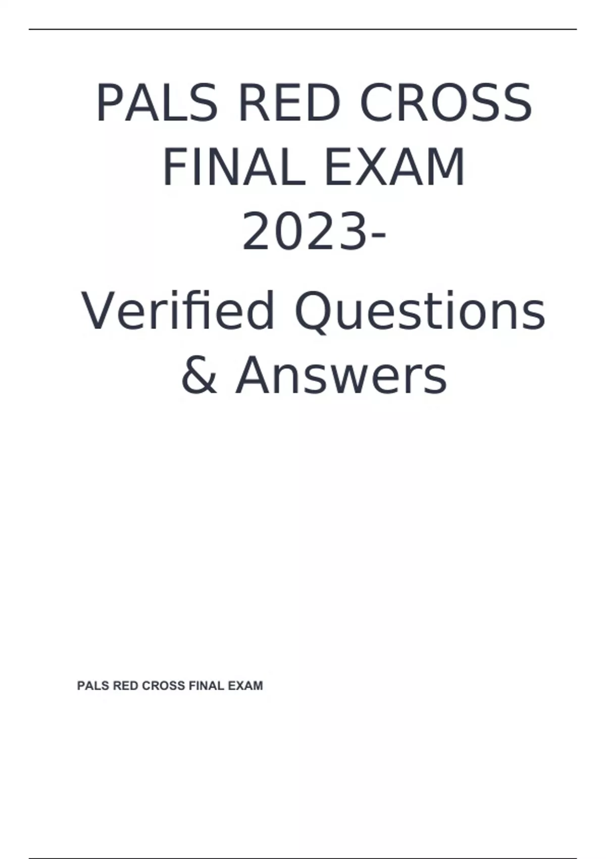 PALS Red Cross Exam Complete Package 2023/2024 - Stuvia US