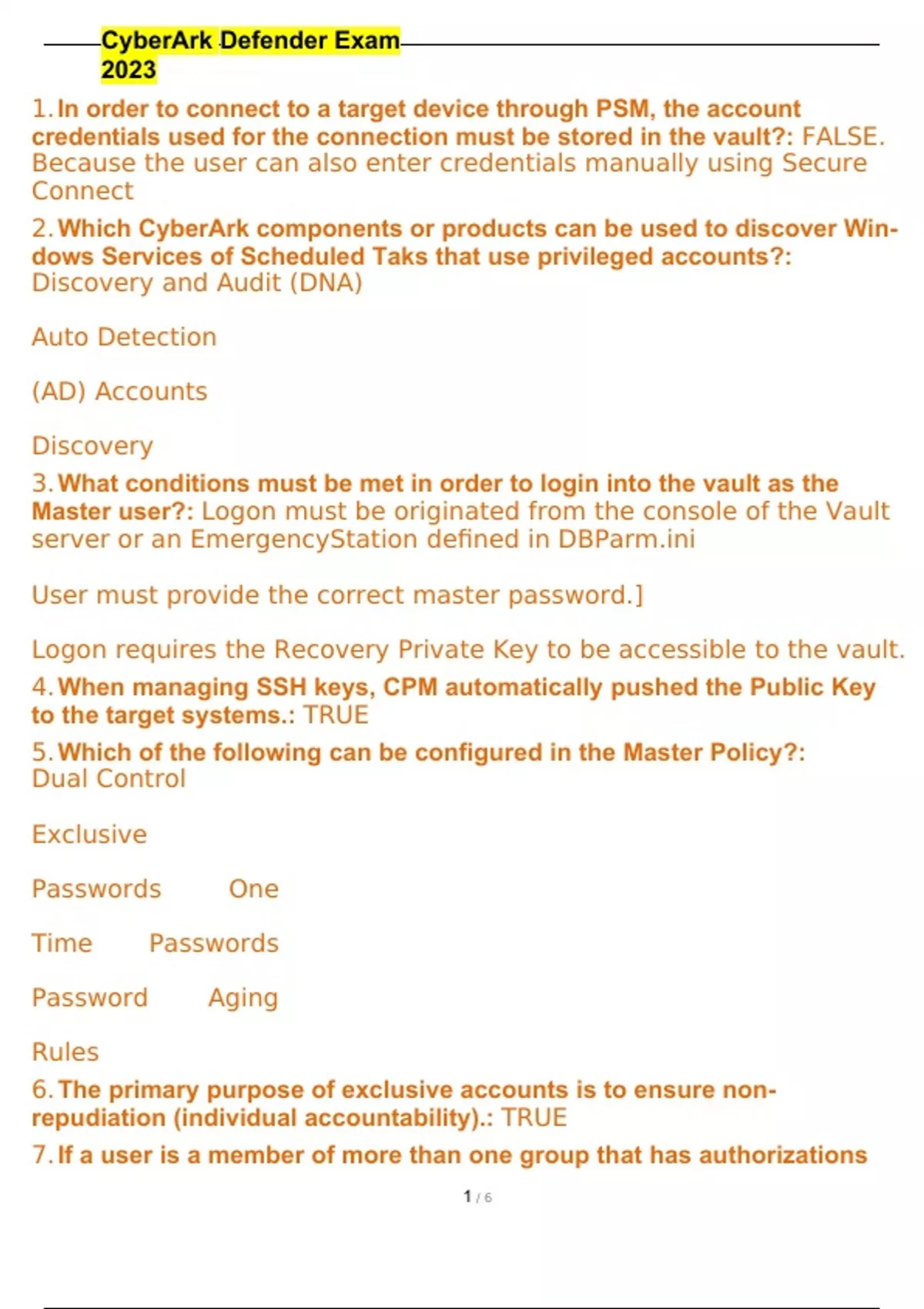 CyberArk Defender Exam 2023 Graded A Complete - CyberArk - Stuvia US