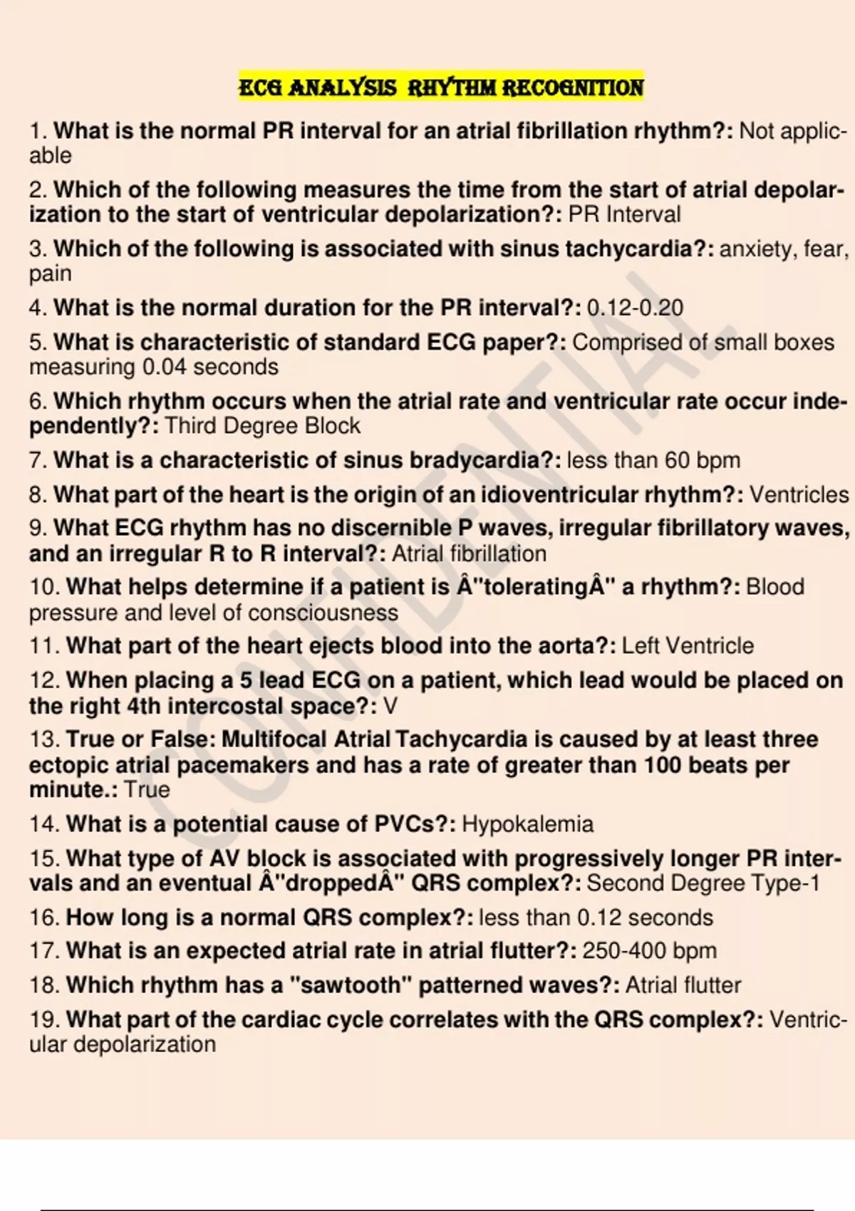 ECG Analysis: Rhythm Recognition (Relias) Test | - ECG ANALYSIS - Stuvia US