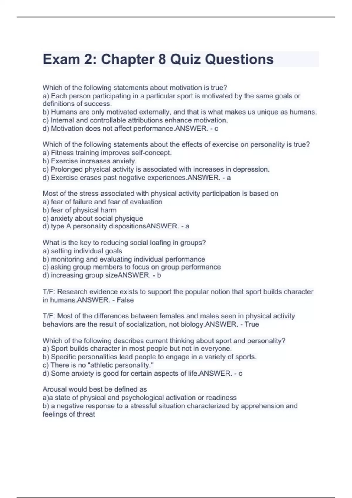 Exam 2: Chapter 8 Quiz Questions - CPPS - Stuvia US