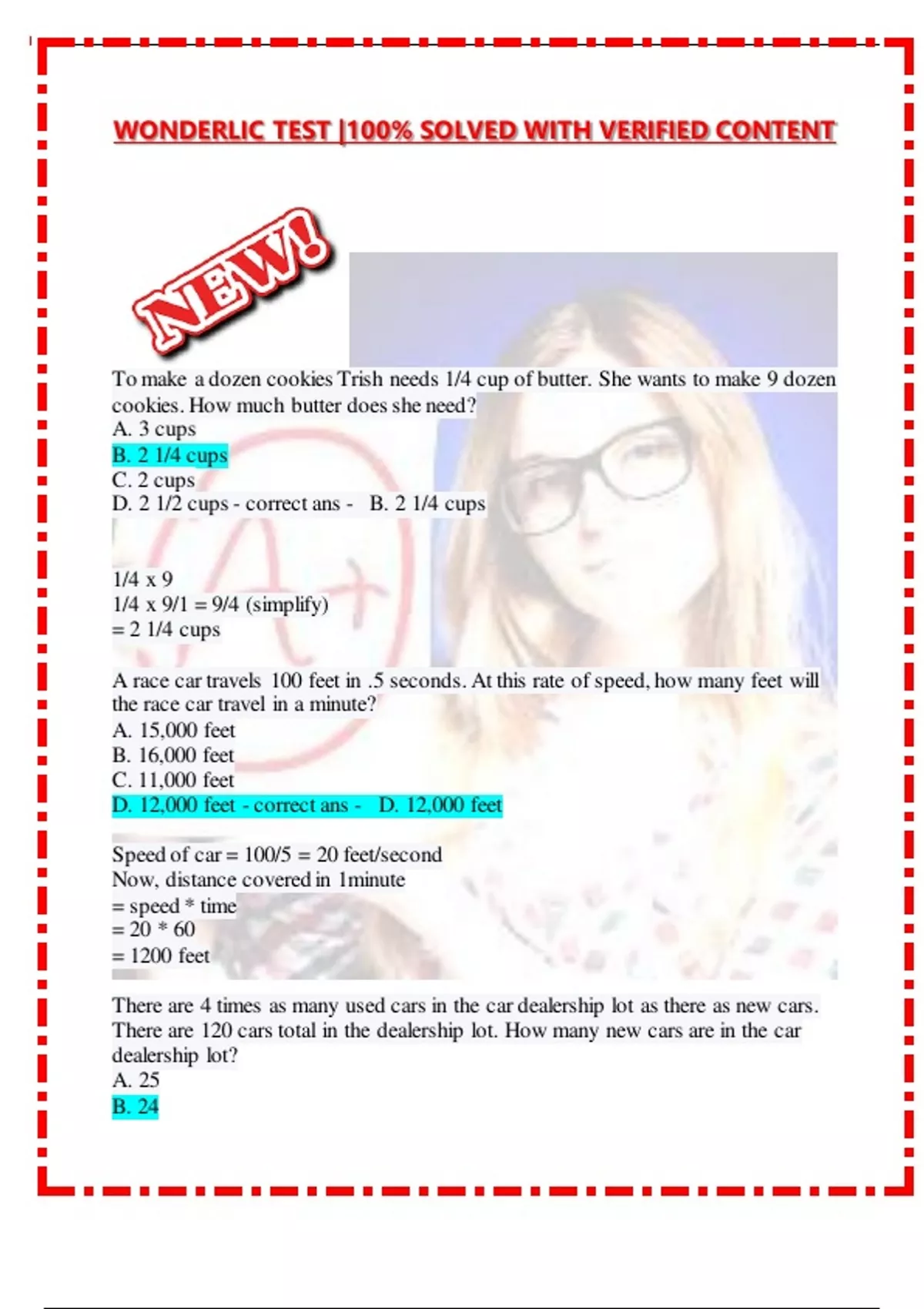 Wonderlic test |100% solved with verified content. 2023 updated version ...