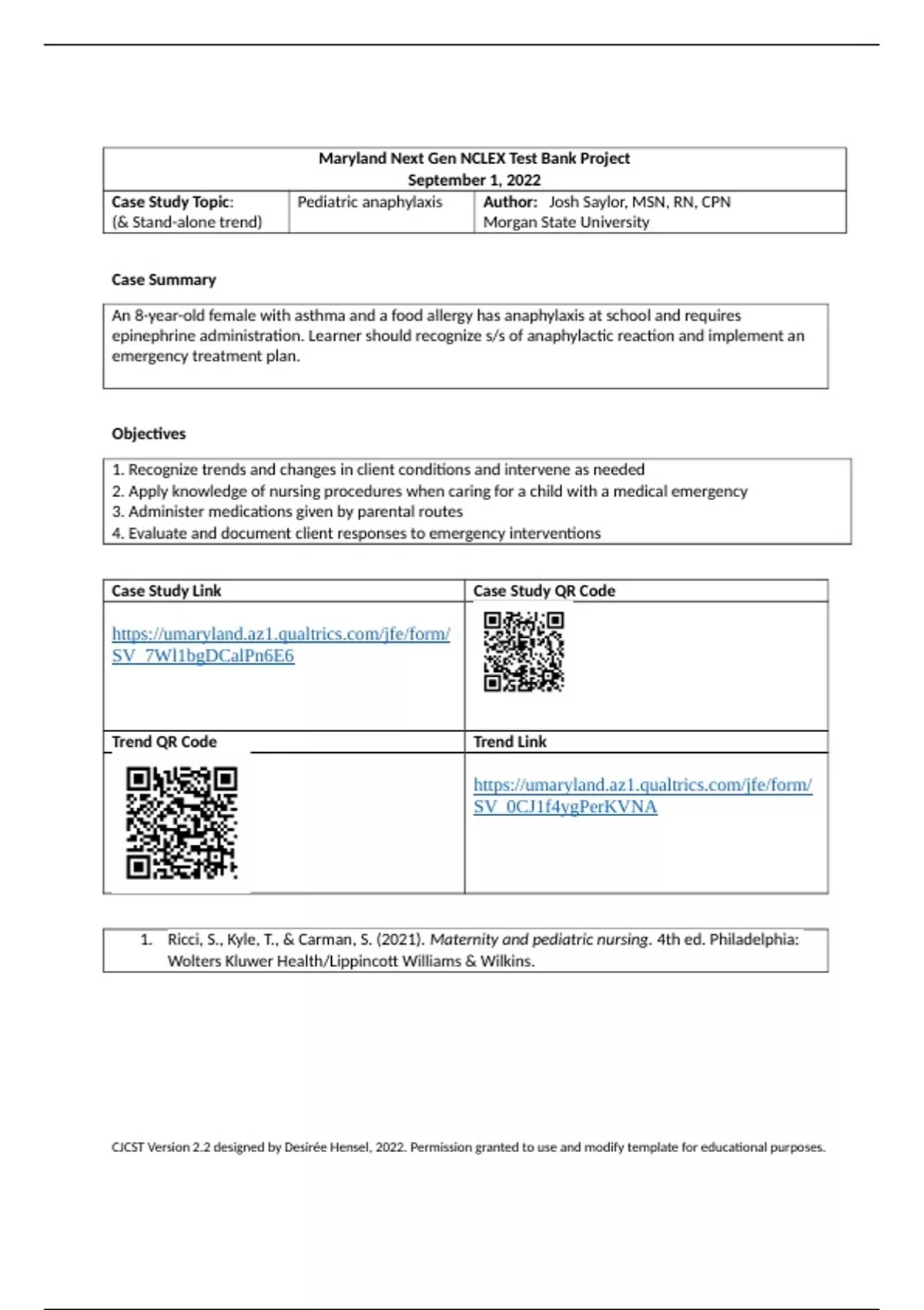 Next Gen NCLEX Case Study Topic: Pediatric anaphylaxis - An 8-year-old ...