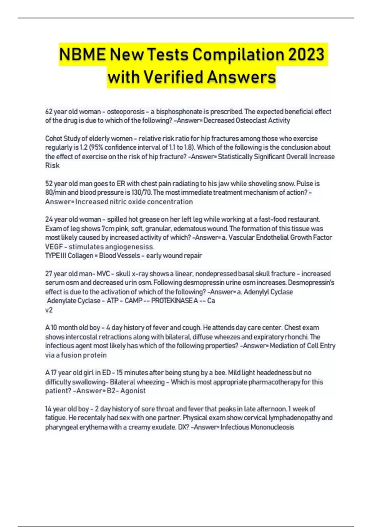 NBME New Tests Compilation 2023 with Verified Answers - NBME - Stuvia US