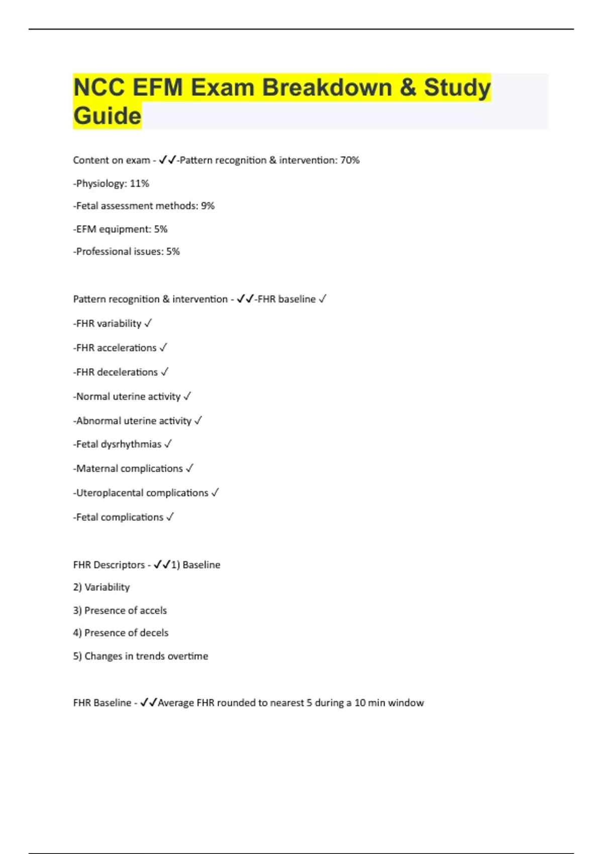 NCC EFM Exam Breakdown & Study Guide| Questions With 100% Correct ...