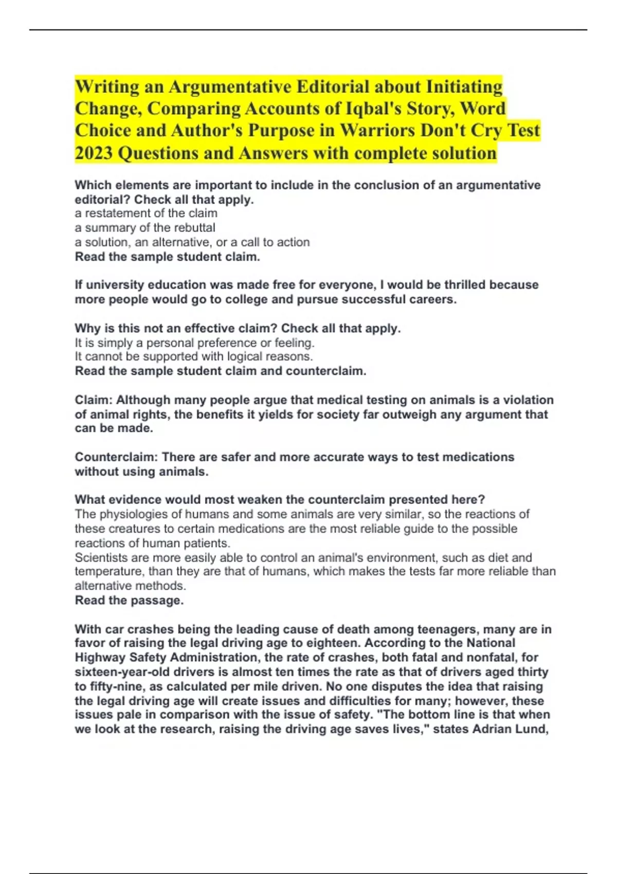 Writing an Argumentative Editorial about Initiating Change, Comparing ...