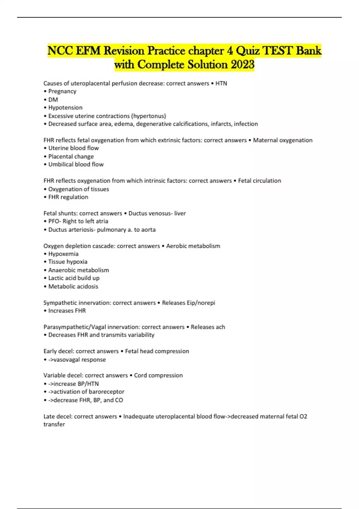 NCC EFM Revision Practice chapter 4 Quiz TEST Bank with Complete ...