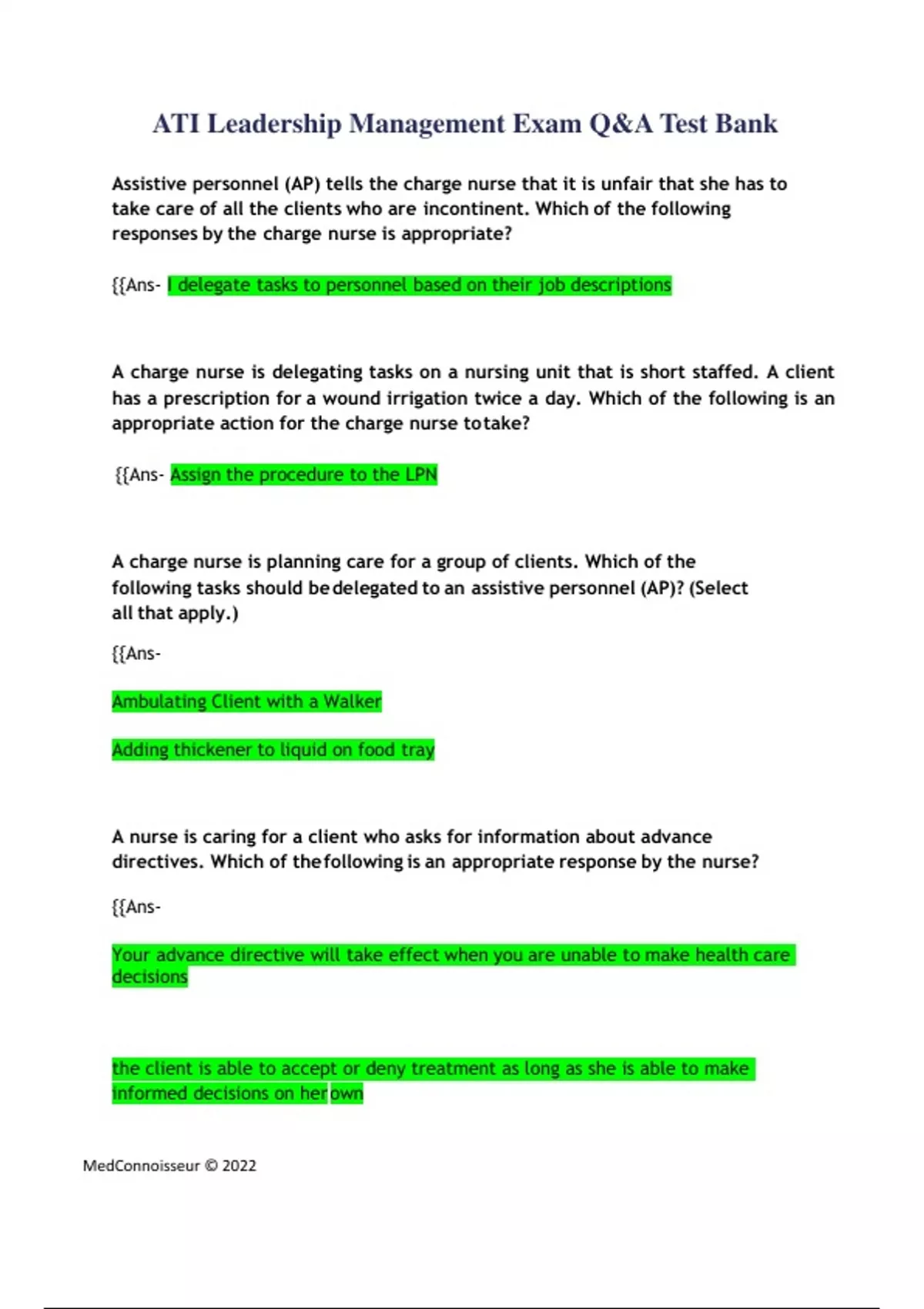 ATI Leadership Management Exam Q&A Test Bank - ATI Leadership ...