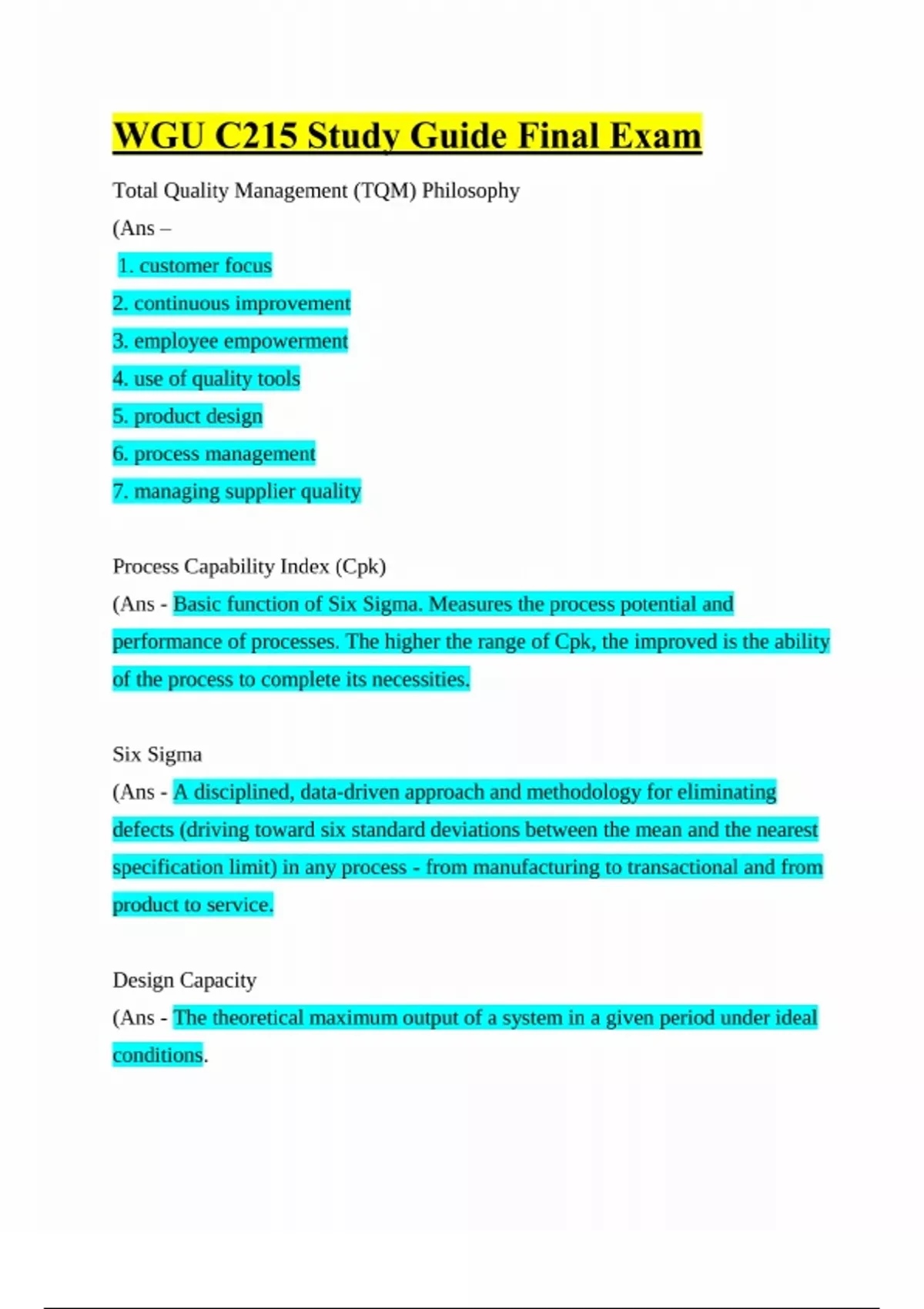 WGU C215 Study Guide Final Exam - WGU C215 Study - Stuvia US