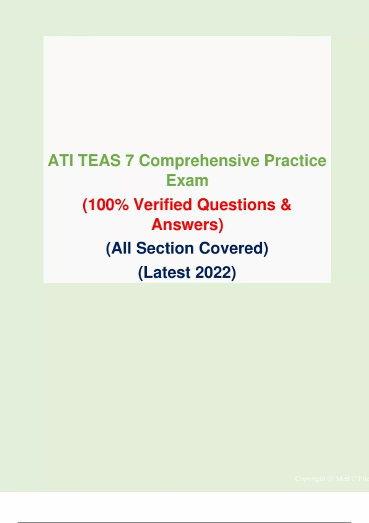 ATI TEAS 7 Comprehensive Practice Exam (100- Verified Q & A) (Covers ...