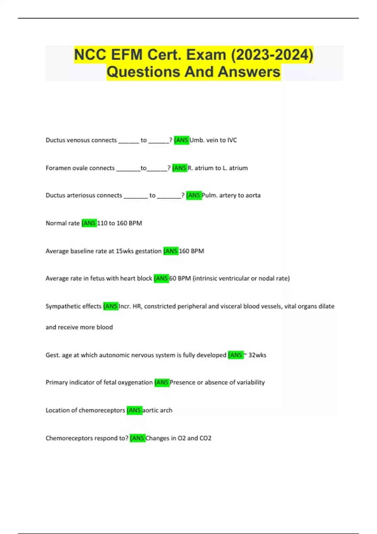 NCC EFM Cert. Exam () Questions And Answers - NCC EFM - Stuvia US