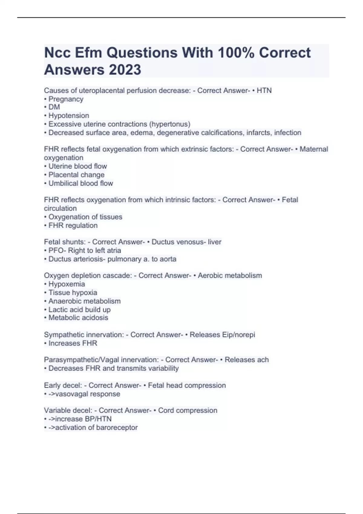 Ncc Efm Questions With 100% Correct Answers 2023 - Ncc efm - Stuvia US