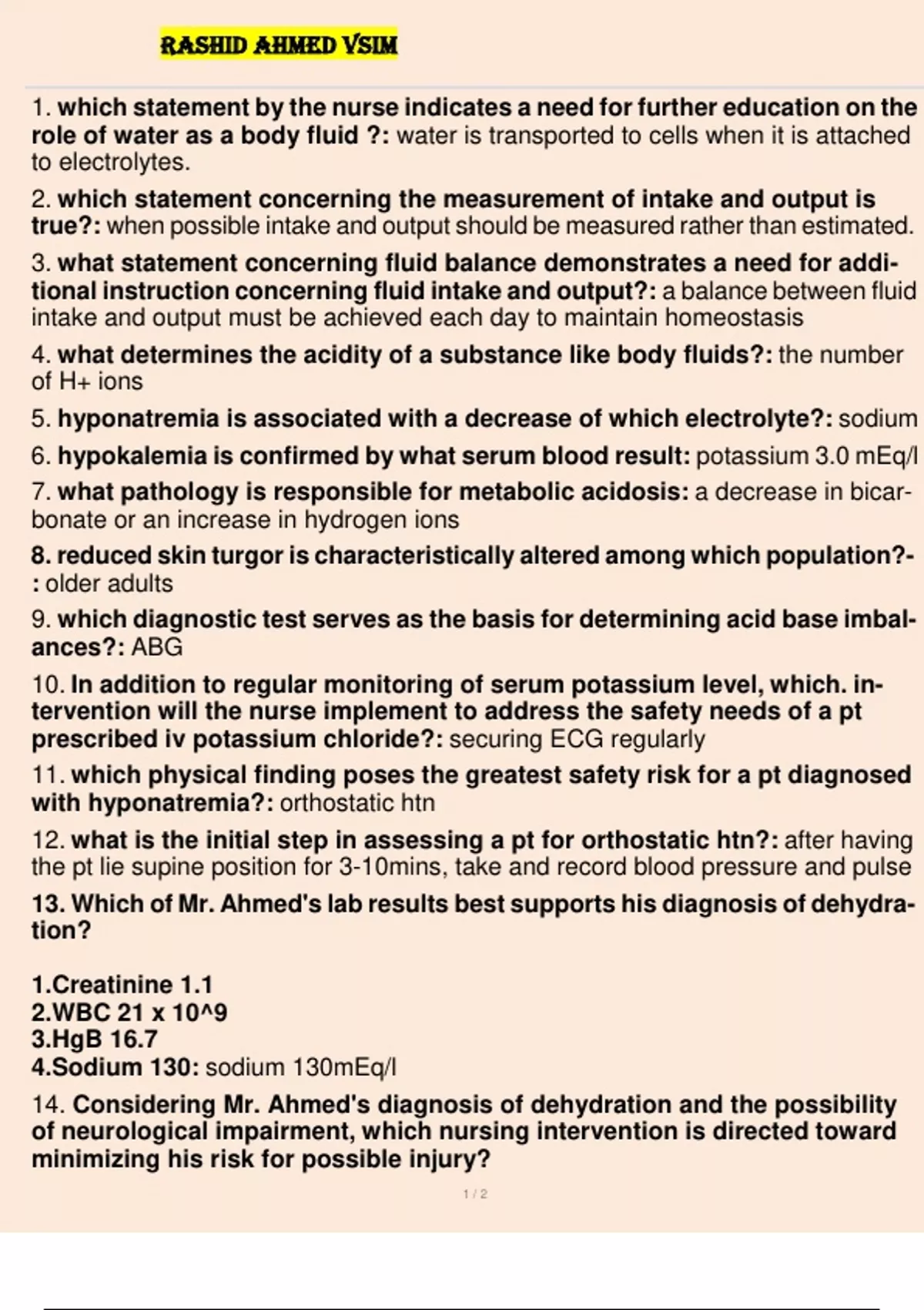 Rashid Ahmed Vsim Questions & Answers | - VSIM - Stuvia US