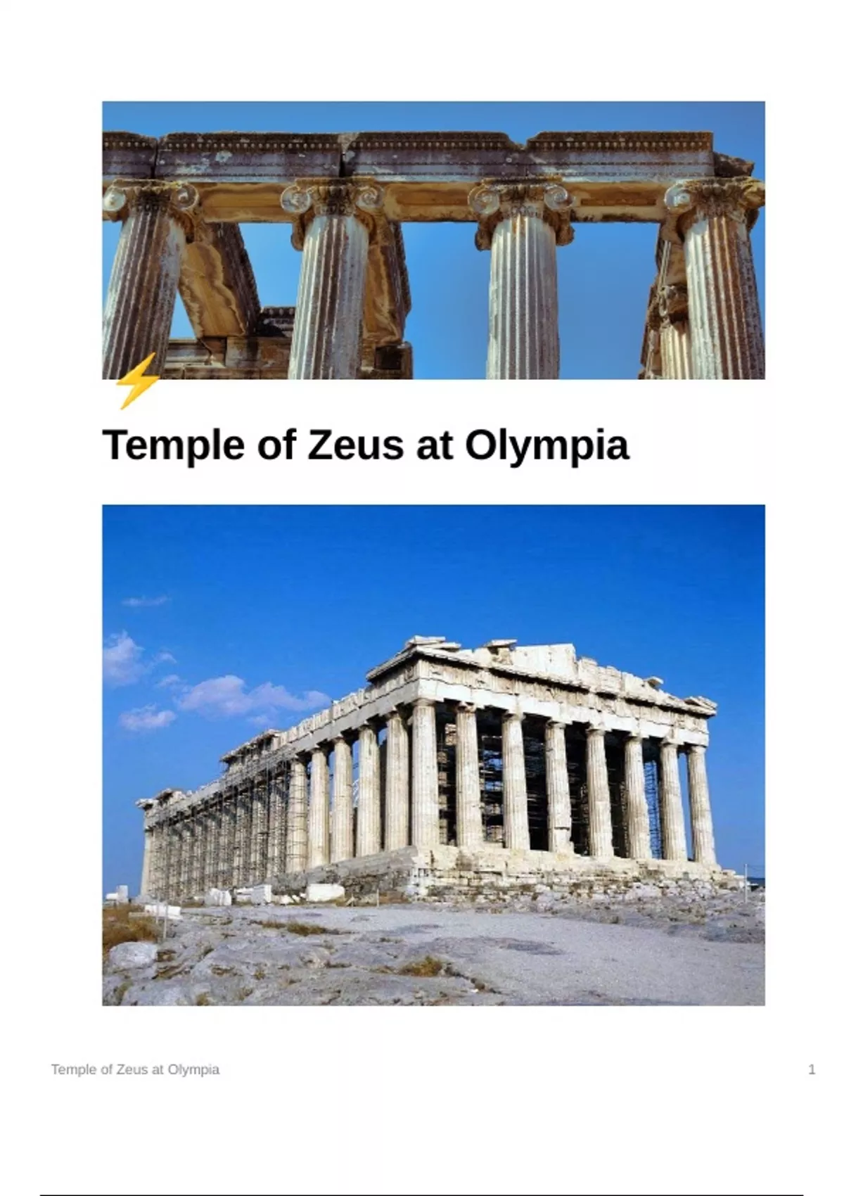 Summary Temple of Zeus at Olympia grade 9 notes classics GCSE OCR ...