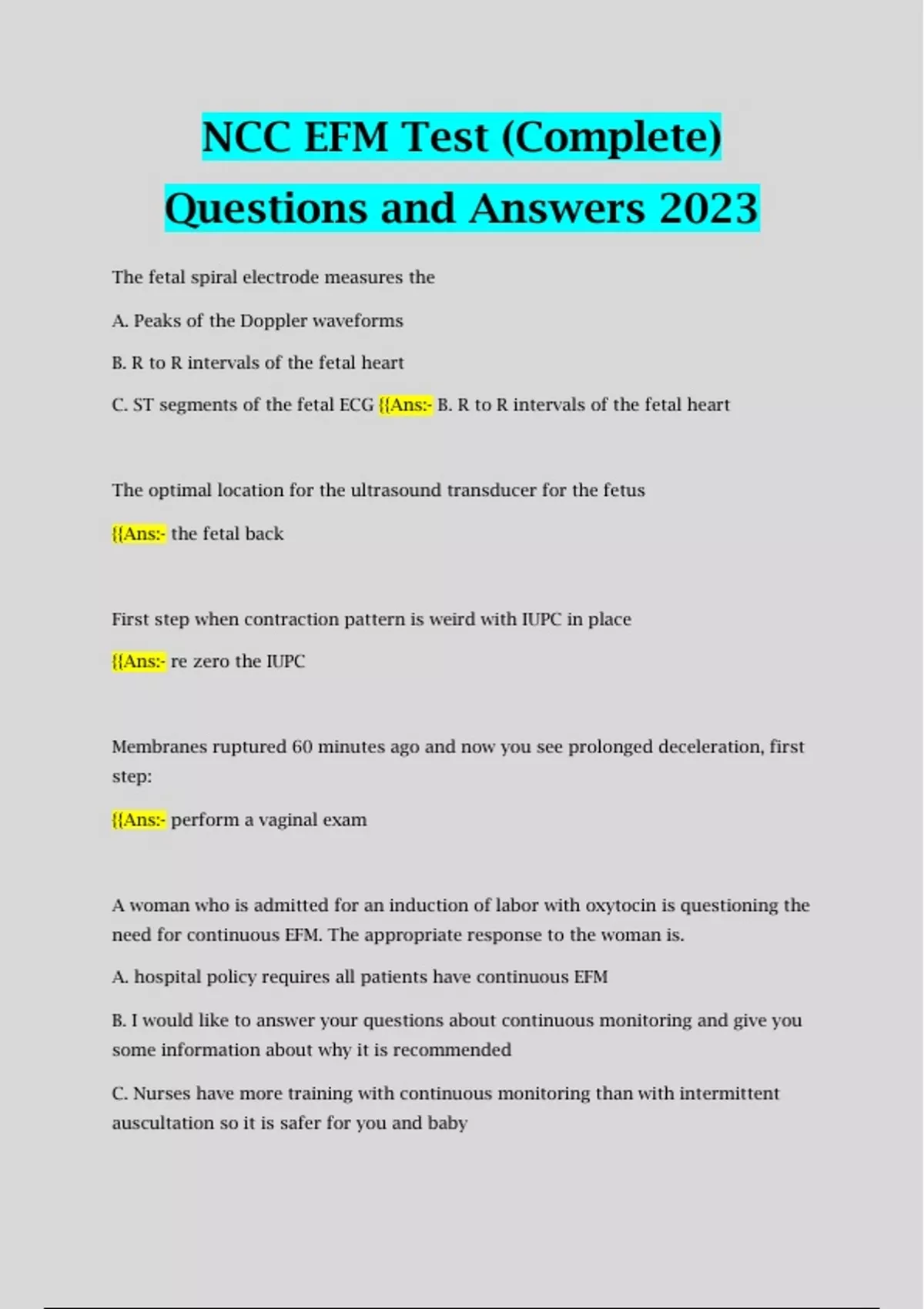 NCC EFM Test (Complete) Questions and Answers 2023 - NCC EFM - Stuvia US