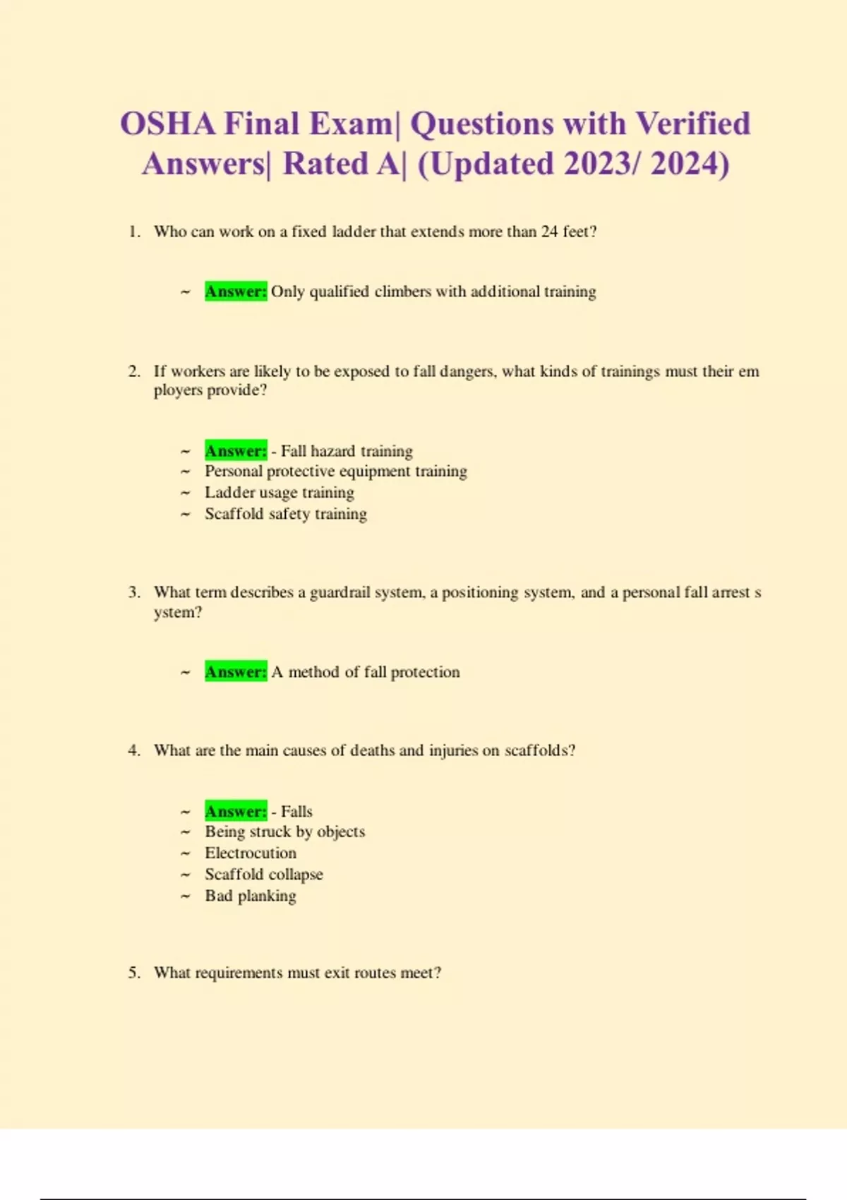 OSHA: Occupational Safety and Health Administration Final Exam ...