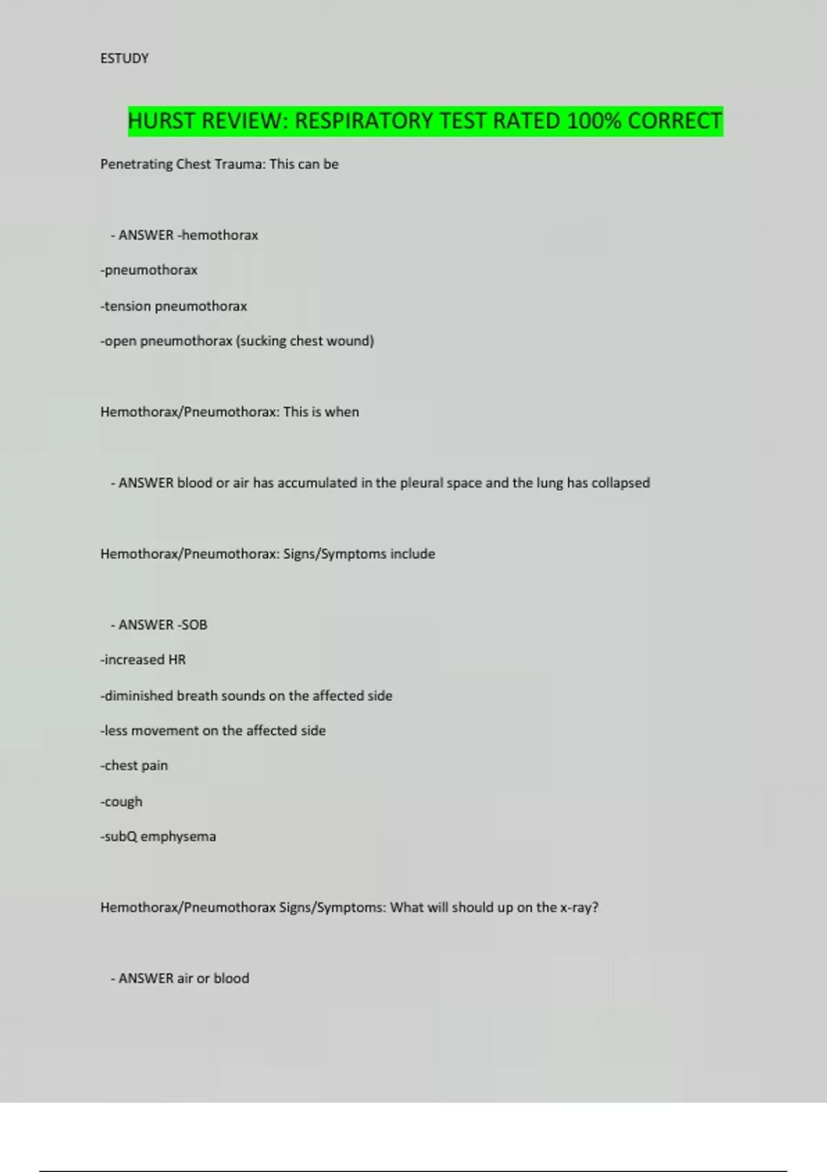 HURST REVIEW: RESPIRATORY TEST RATED 100% CORRECT - HURST REVIW ...