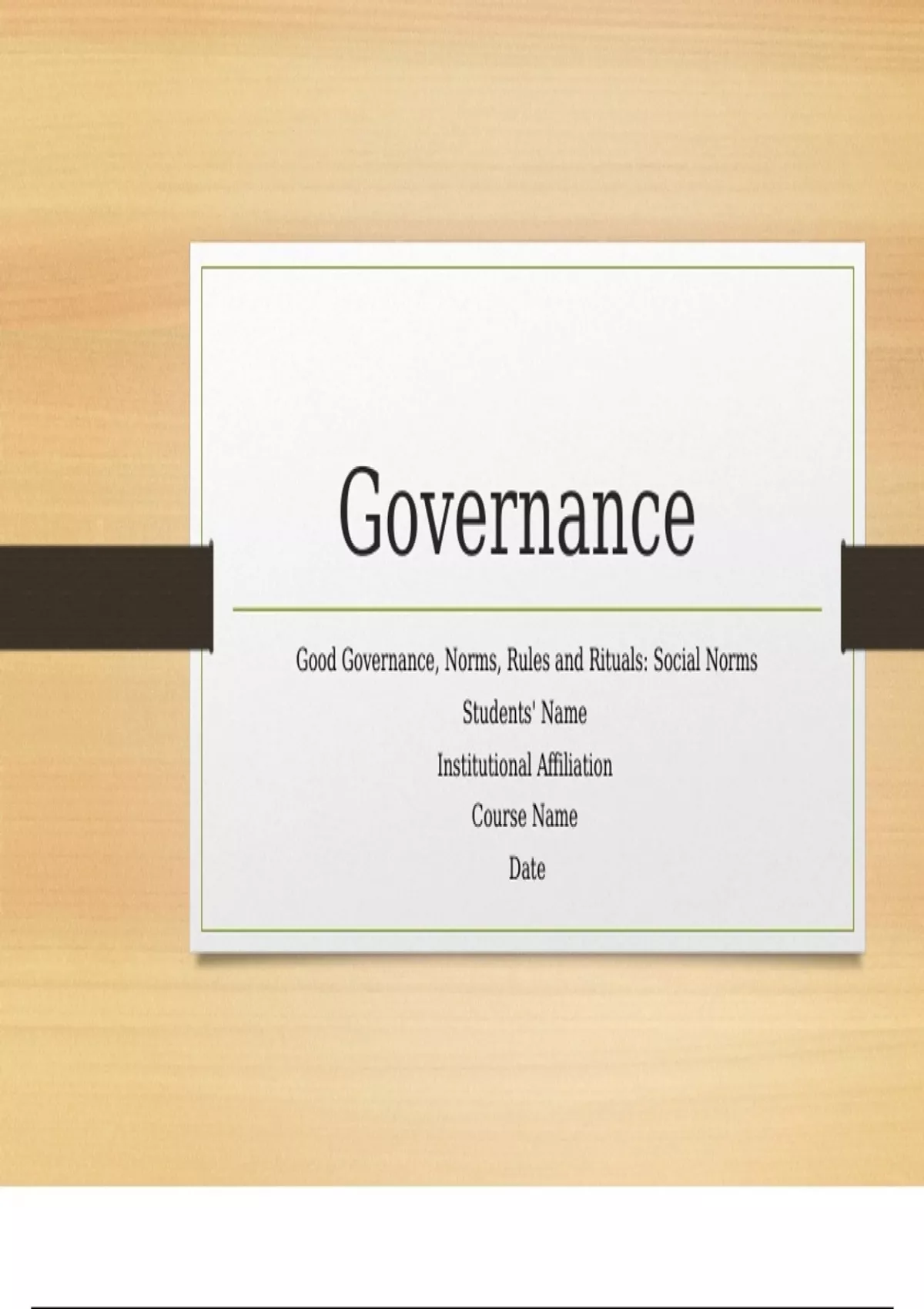 Good Governance, Norms, Rules and Rituals: Social Norms: Governance as ...