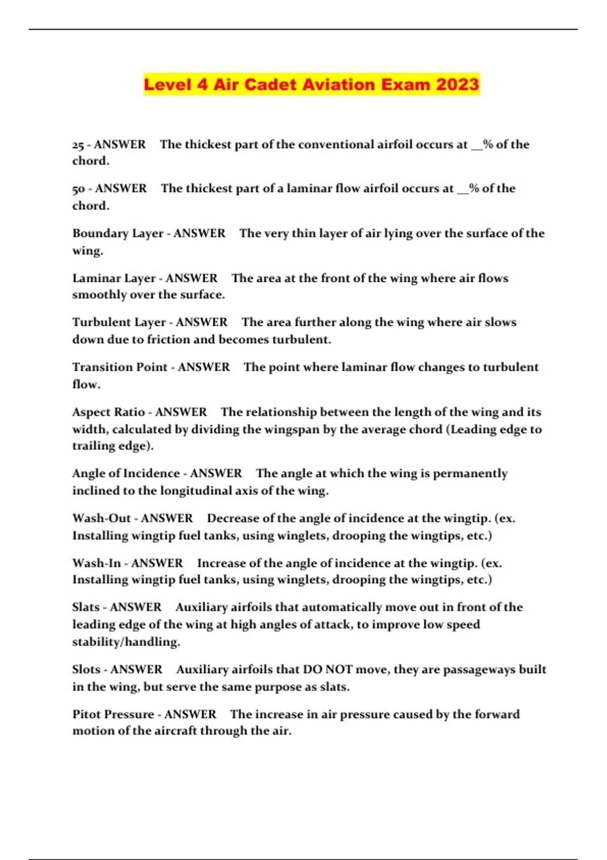 Level 4 Air Cadet Aviation Exam 2023 - Level 4 Air Cadet Aviation Exm ...