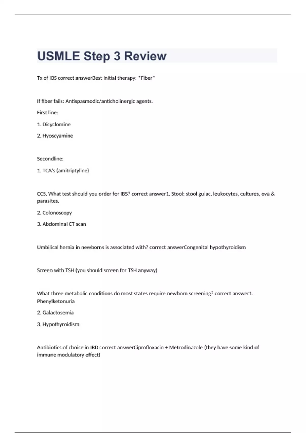 USMLE Step 3 Review exam 2023 with 100% correct answers - USMLE - Stuvia US