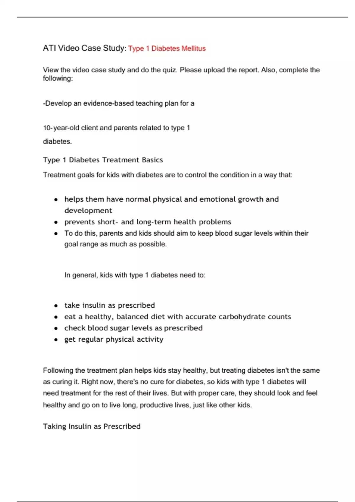 ATI Video Case Study_ Type 1 Diabetes Mellitus - NSG MISC - Stuvia US