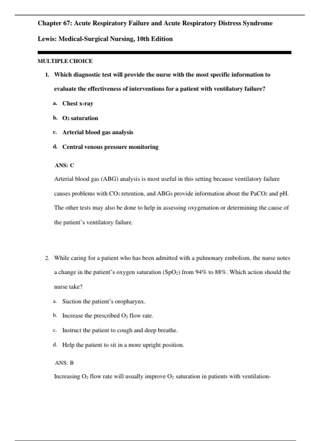 ATI Chapter 67 Acute Respiratory Failure and Acute Respiratory Distress ...