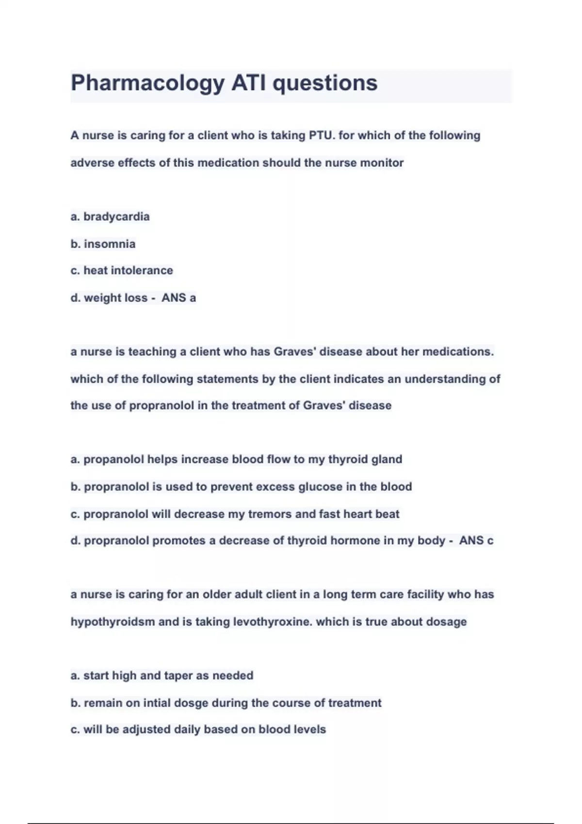 ATI Pharmacology Questions &Answers2023(A+GRADED 100%VERIFIED) - Stuvia US