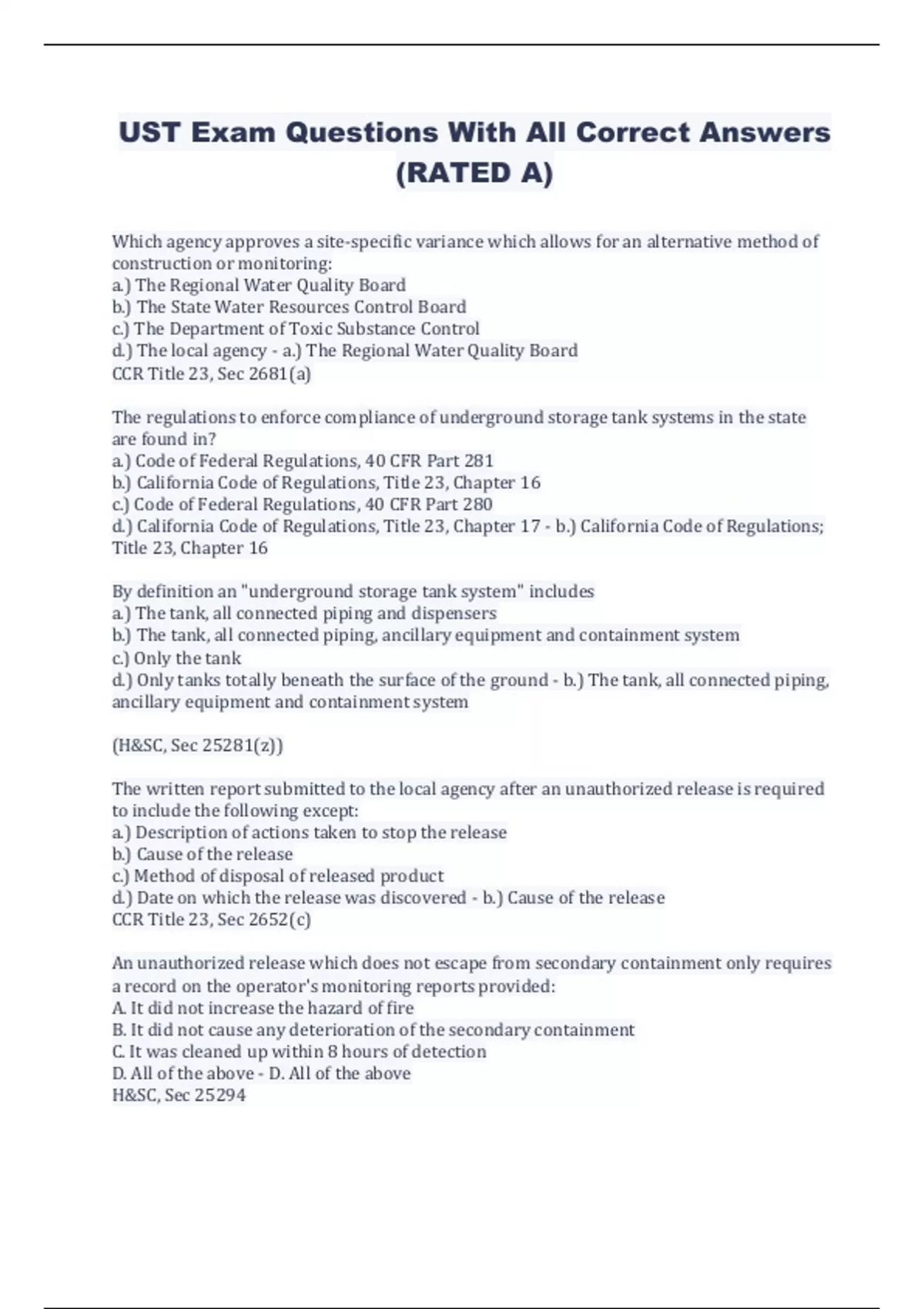 UST Exams Study Bundle () Complete Solutions Pack - Stuvia US