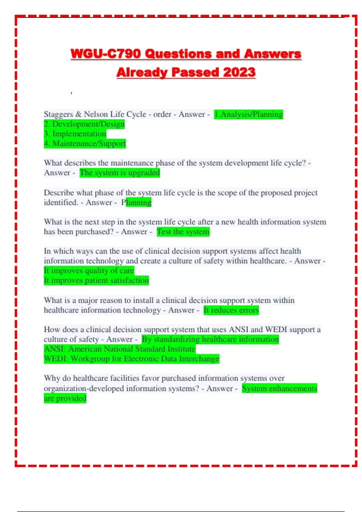 WGU-C790 Questions and Answers Already Passed 2023 - WGU-C790 - Stuvia US