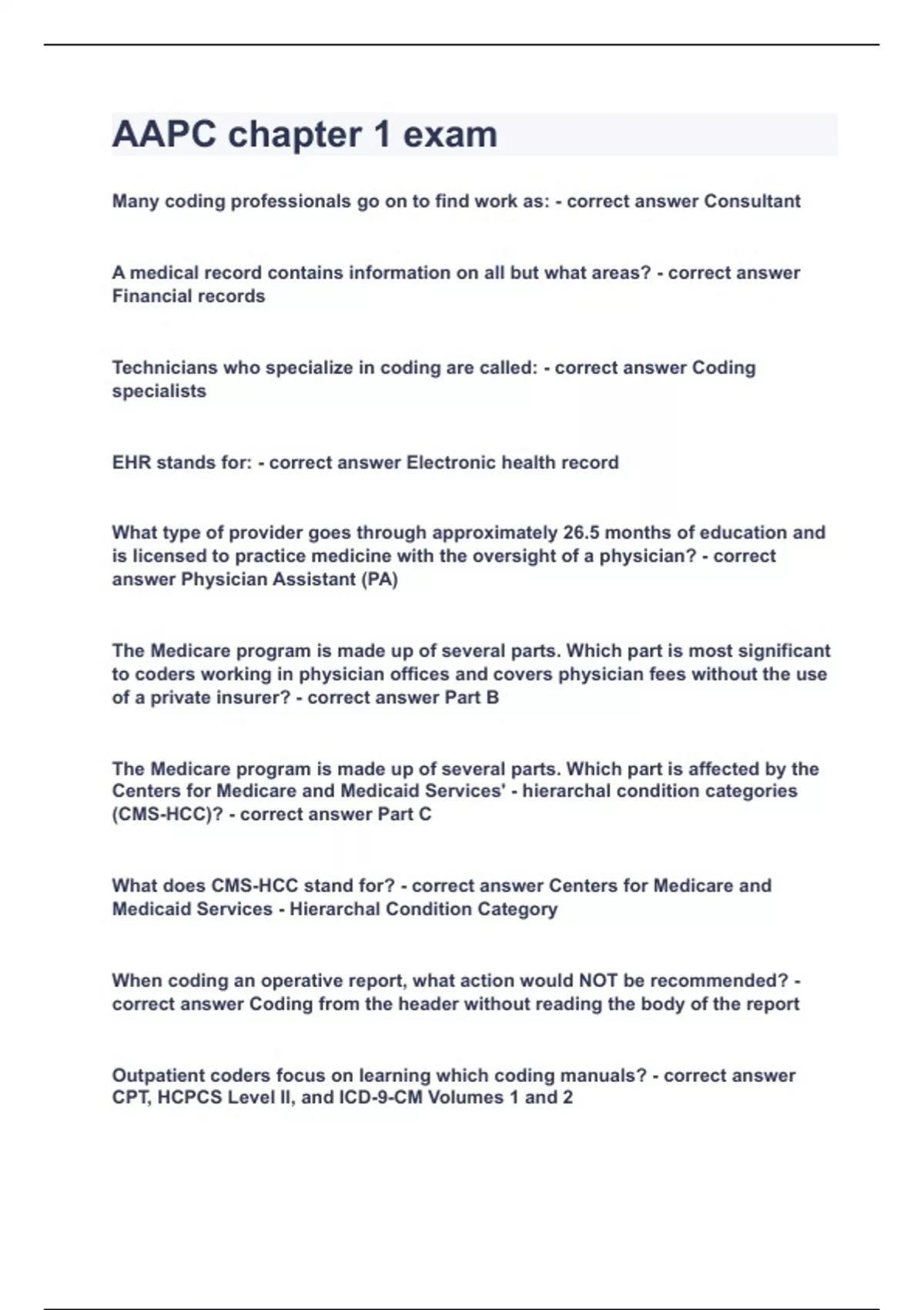 AAPC chapter 1 exam|2023 LATEST UPDATE|GUARANTEED SUCCESS - AAPC ...