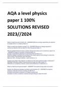 AQA a level physics paper 1 100% SOLUTIONS REVISED 2023//2024 - Aqa a ...