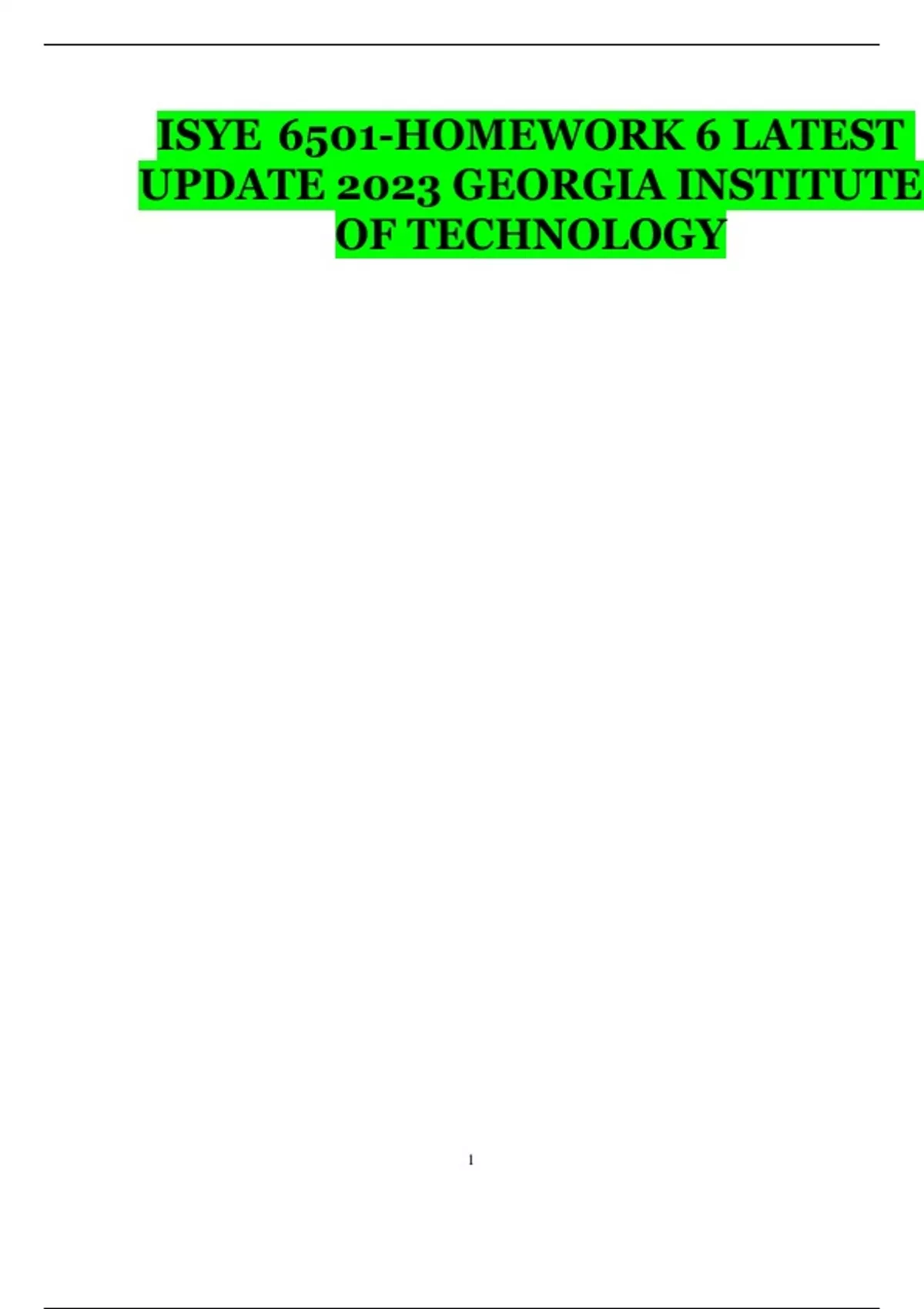 ISYE 6501-HOMEWORK 6 LATEST UPDATE 2023 GEORGIA INSTITUTE OF TECHNOLOGY ...