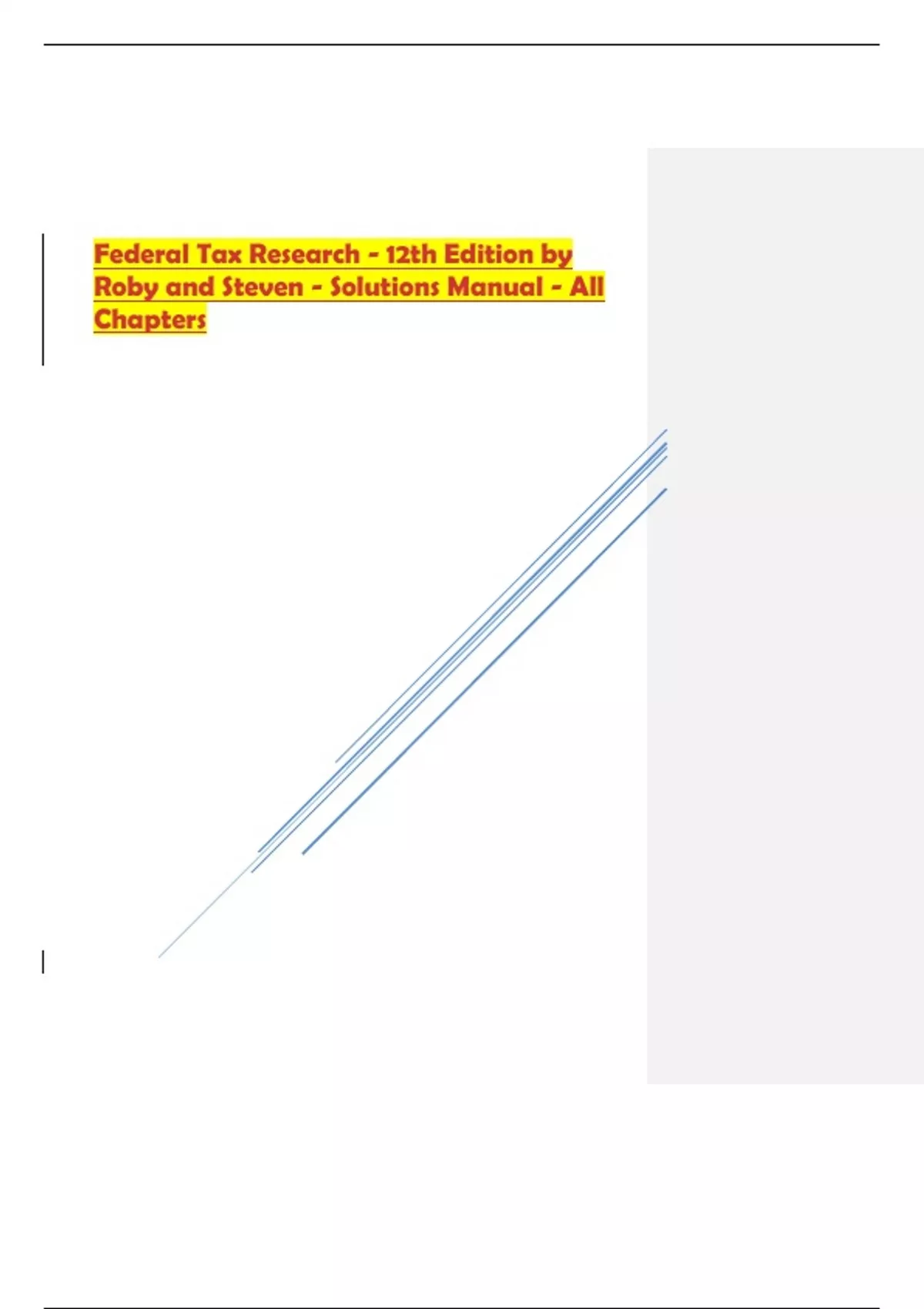 Federal Tax Research - 12th Edition by Roby and Steven - Solutions Manual - All Chapters ...