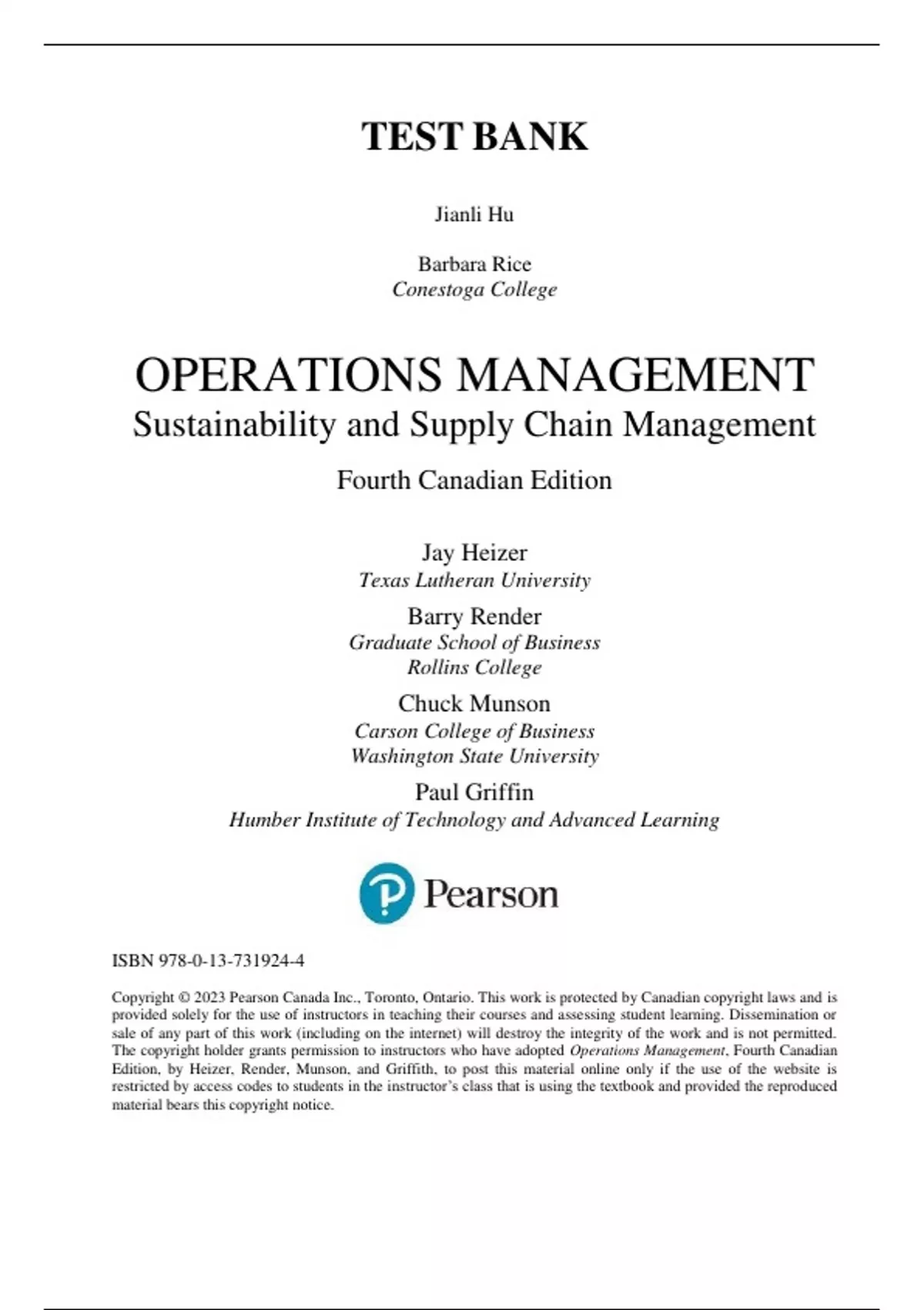 Test Bank For Operations Management Sustainability and Supply Chain ...