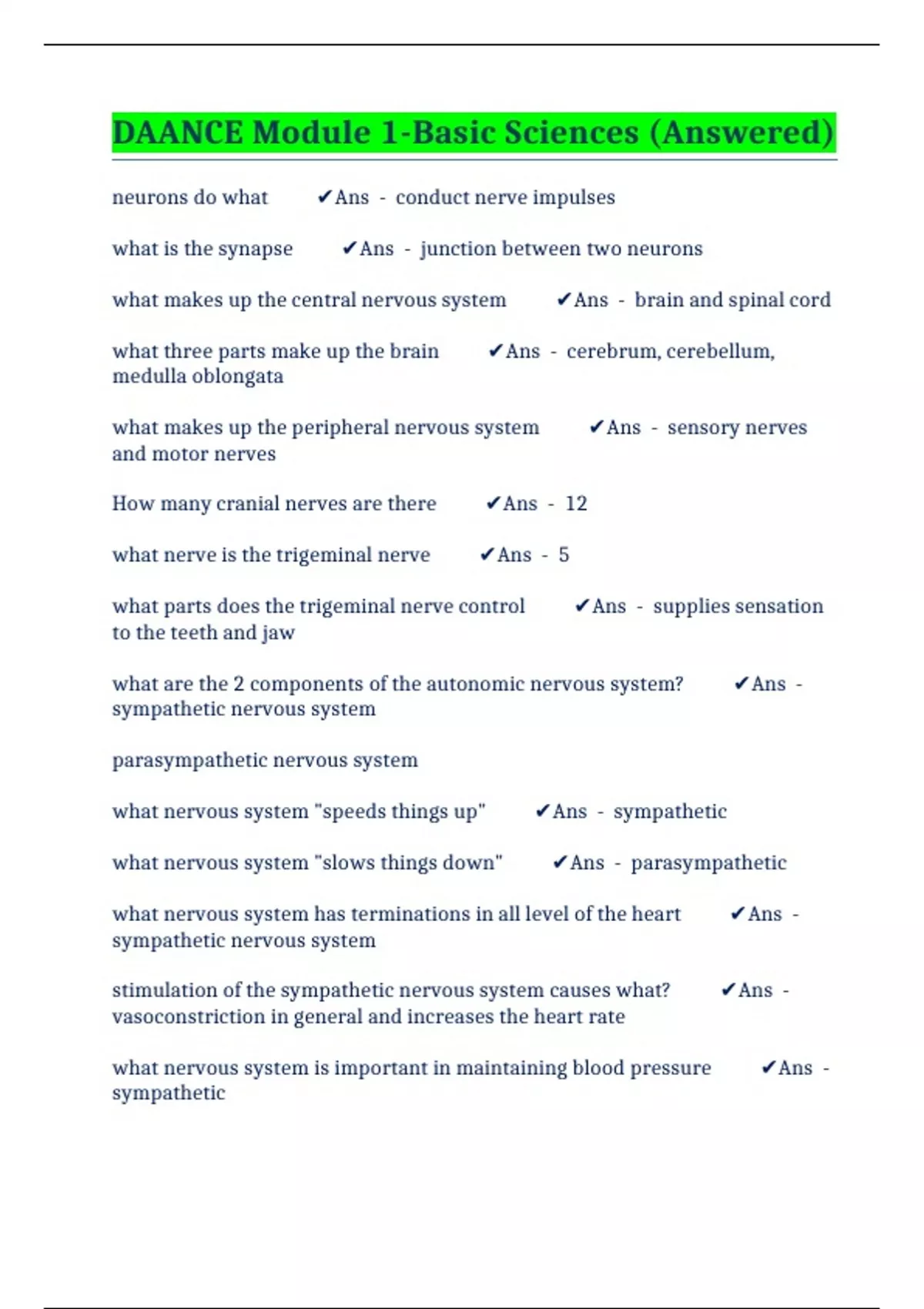 DAANCE Module 1-Basic Sciences (Answered) - DAANCE Module 1-Basic ...