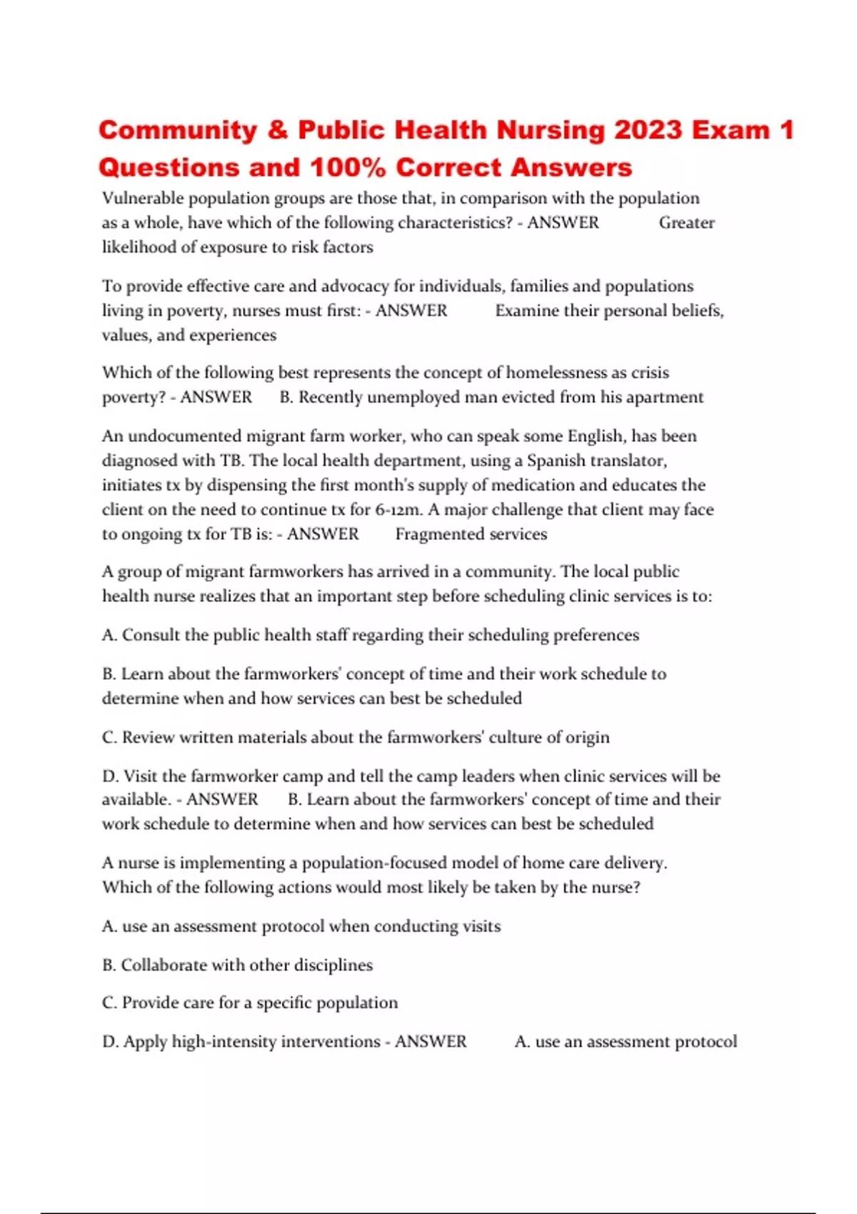 Public Health Final Exam 2023 Already Passed, Public Health Exam 3 ...