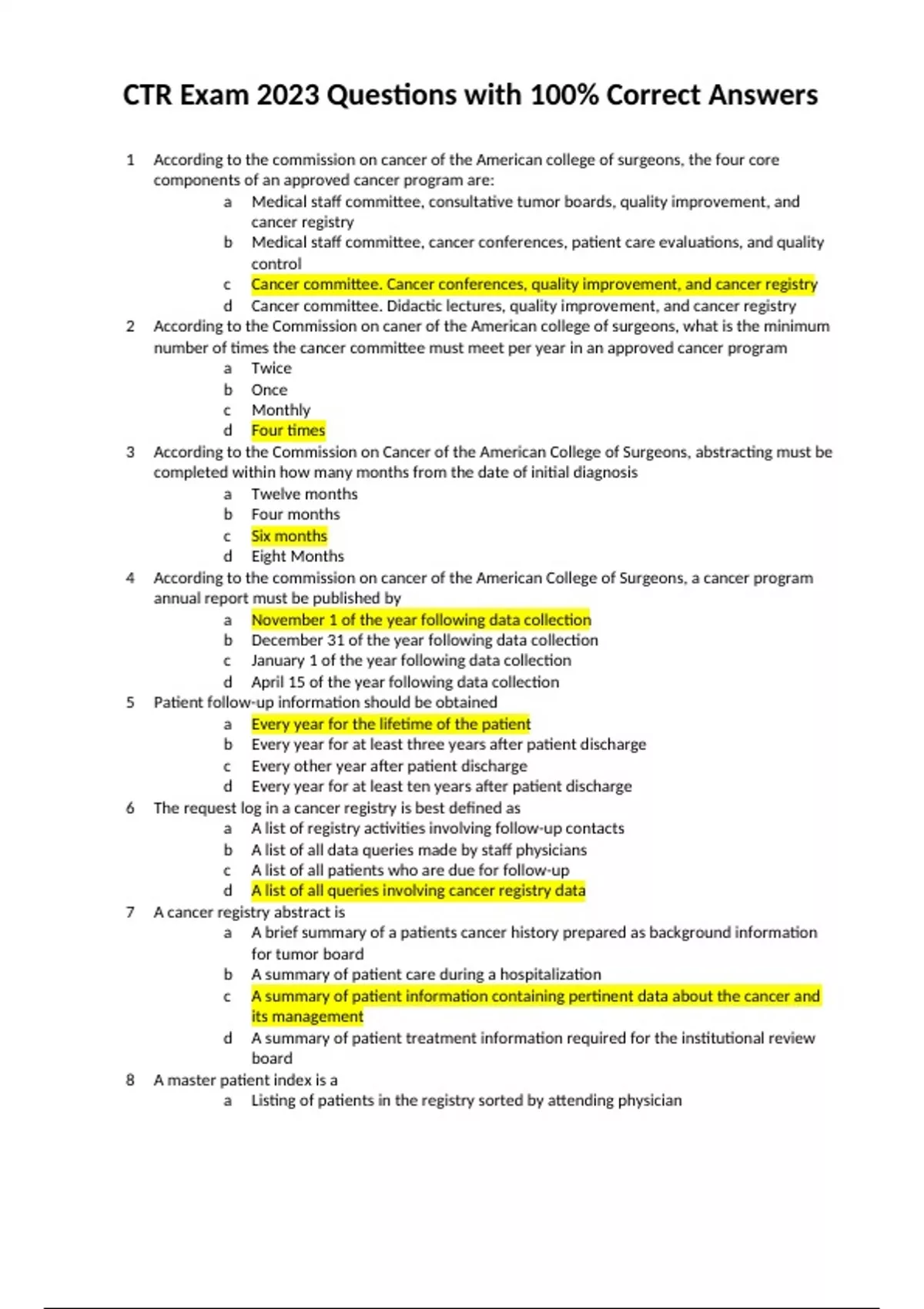 CTR EXAM WITH 100% CORRECT ANSWERS 2023, CTR Exam Prep (LT practice ...
