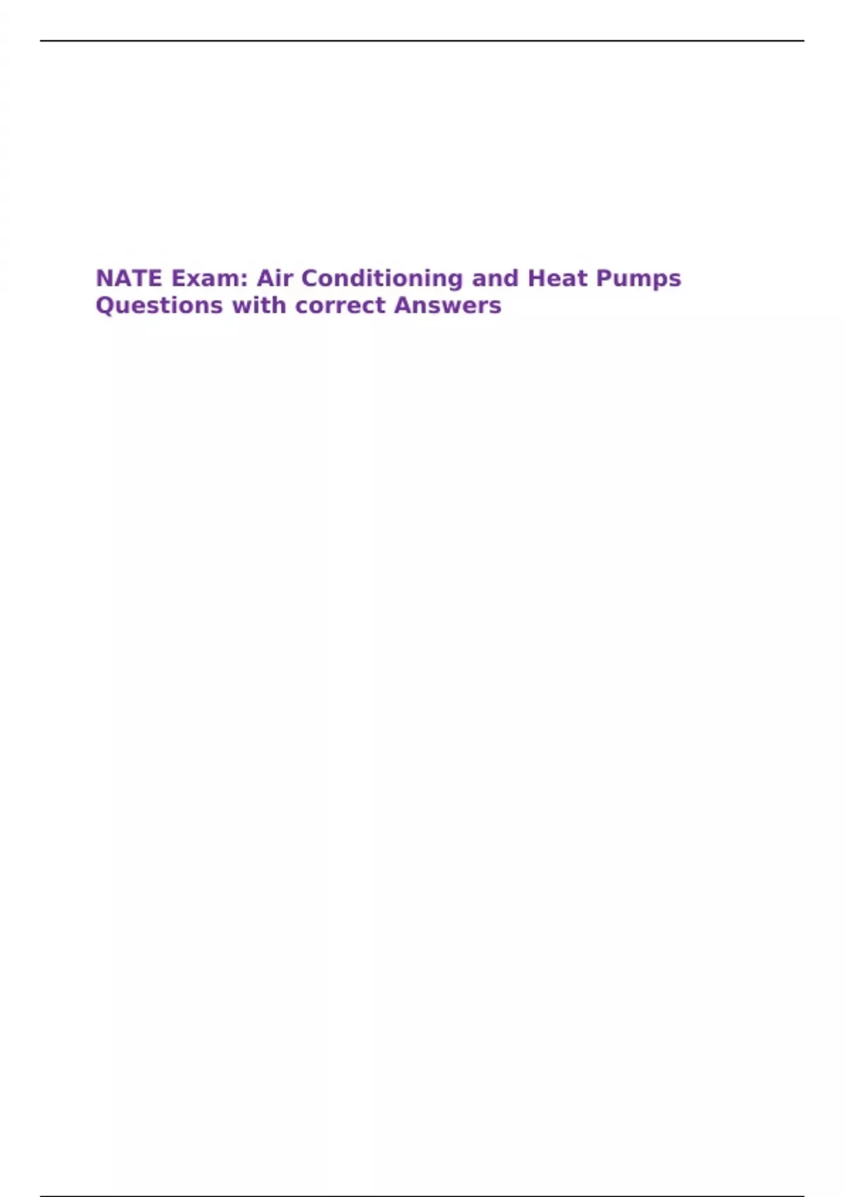 NATE Exam: Air Conditioning and Heat Pumps Questions with correct ...