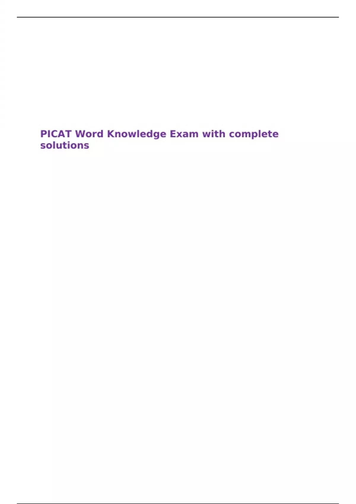 PICAT Word Knowledge Exam with complete solutions - Picat - Stuvia US