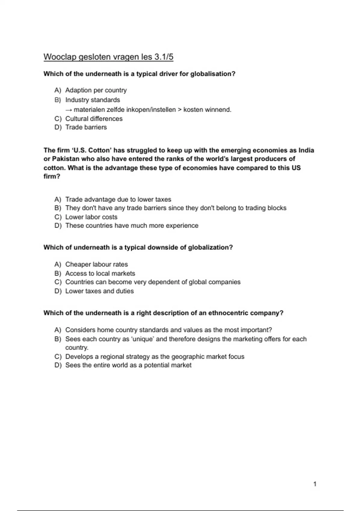 GRATIS | CE8 | Wooclap vragen | Hoofdstuk 6 | International marketing ...