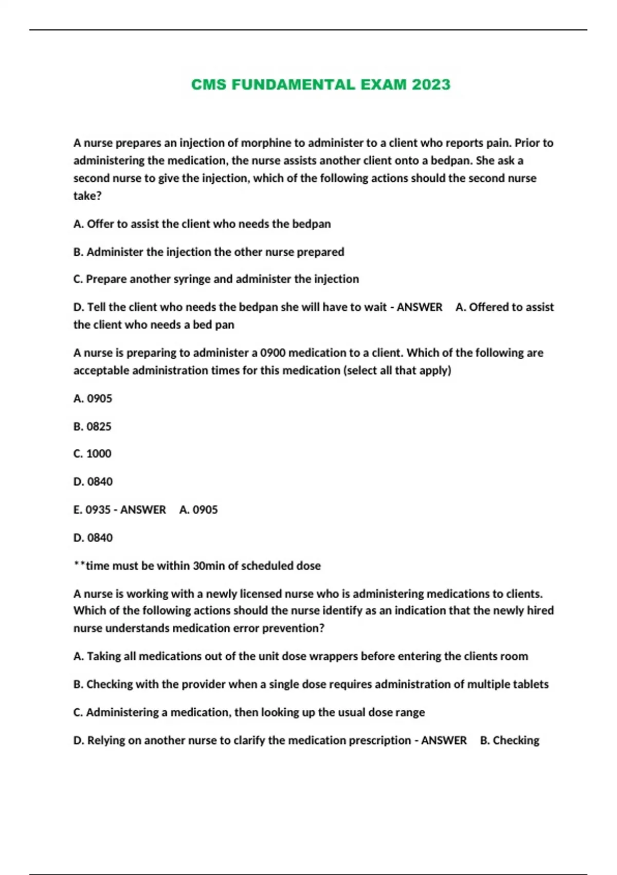 CMS COMPLETE PACKAGED EXAMS 2023 - Stuvia US