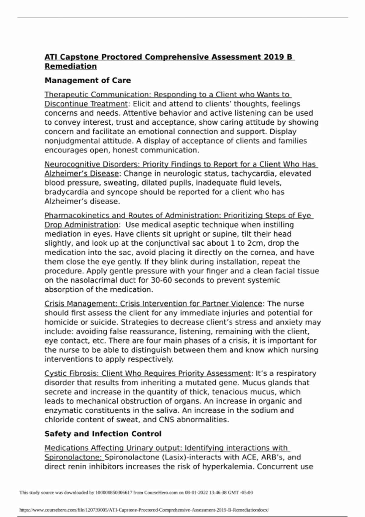 ATI Capstone Proctored Comprehensive Assessment 2019 B RemediationATI ...