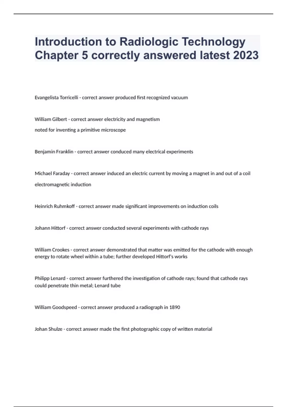 Introduction to Radiologic Technology Chapter 5 correctly answered ...