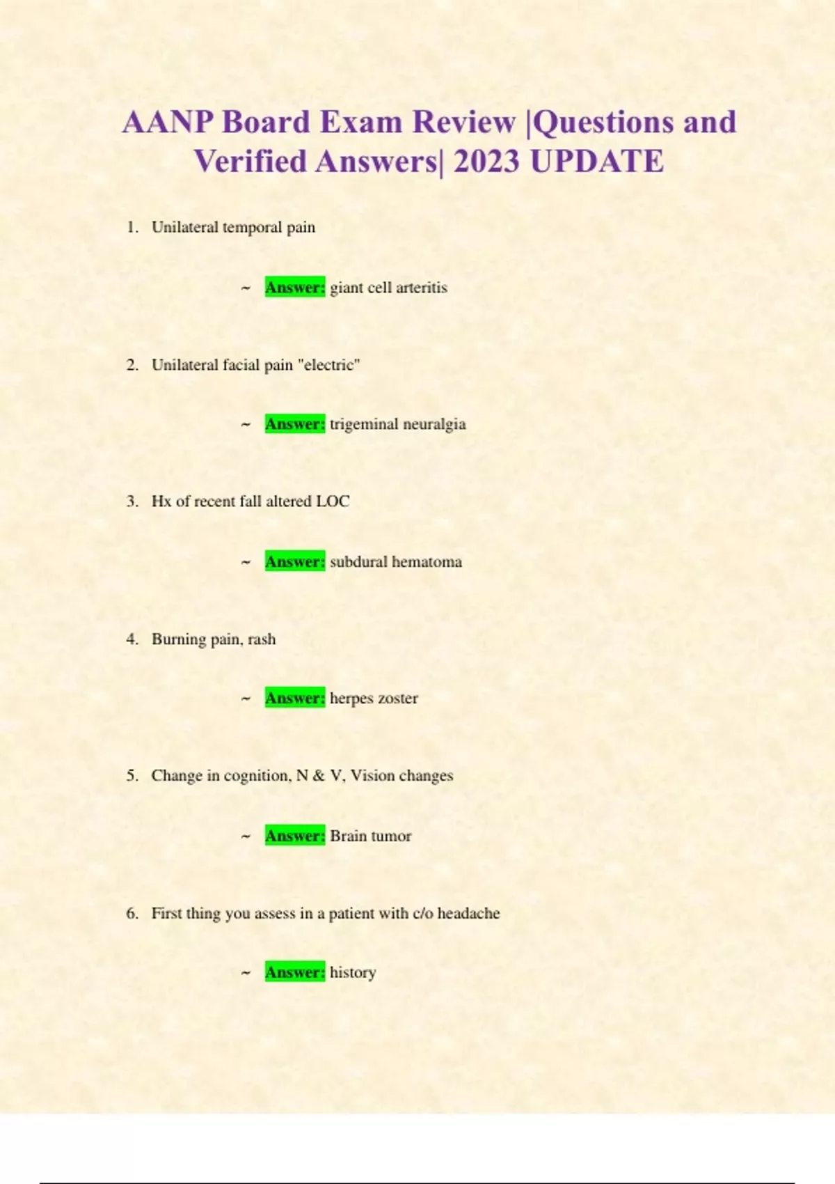 AANP Board Exam Review |Questions and Verified Answers| 2023 UPDATE ...