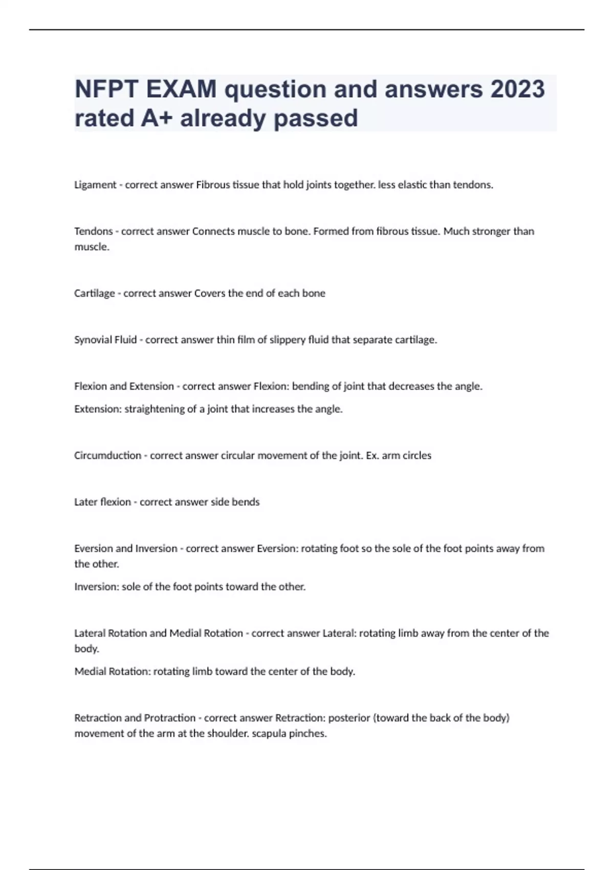 NFPT EXAM question and answers 2023 rated A+ already passed - Nfpt ...